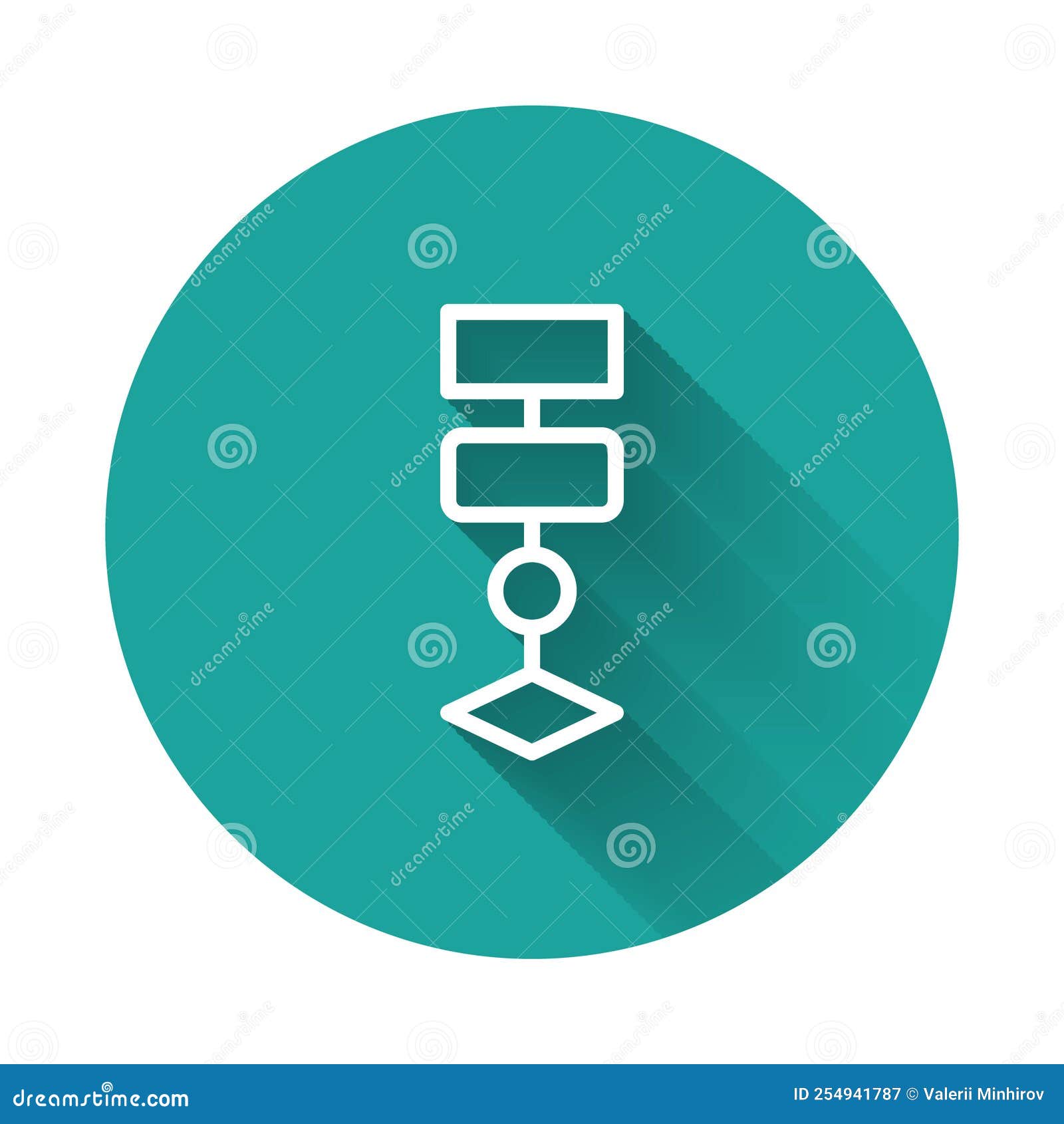 White Line Algorithm Icon Isolated With Long Shadow Background Algorithm Symbol Design From