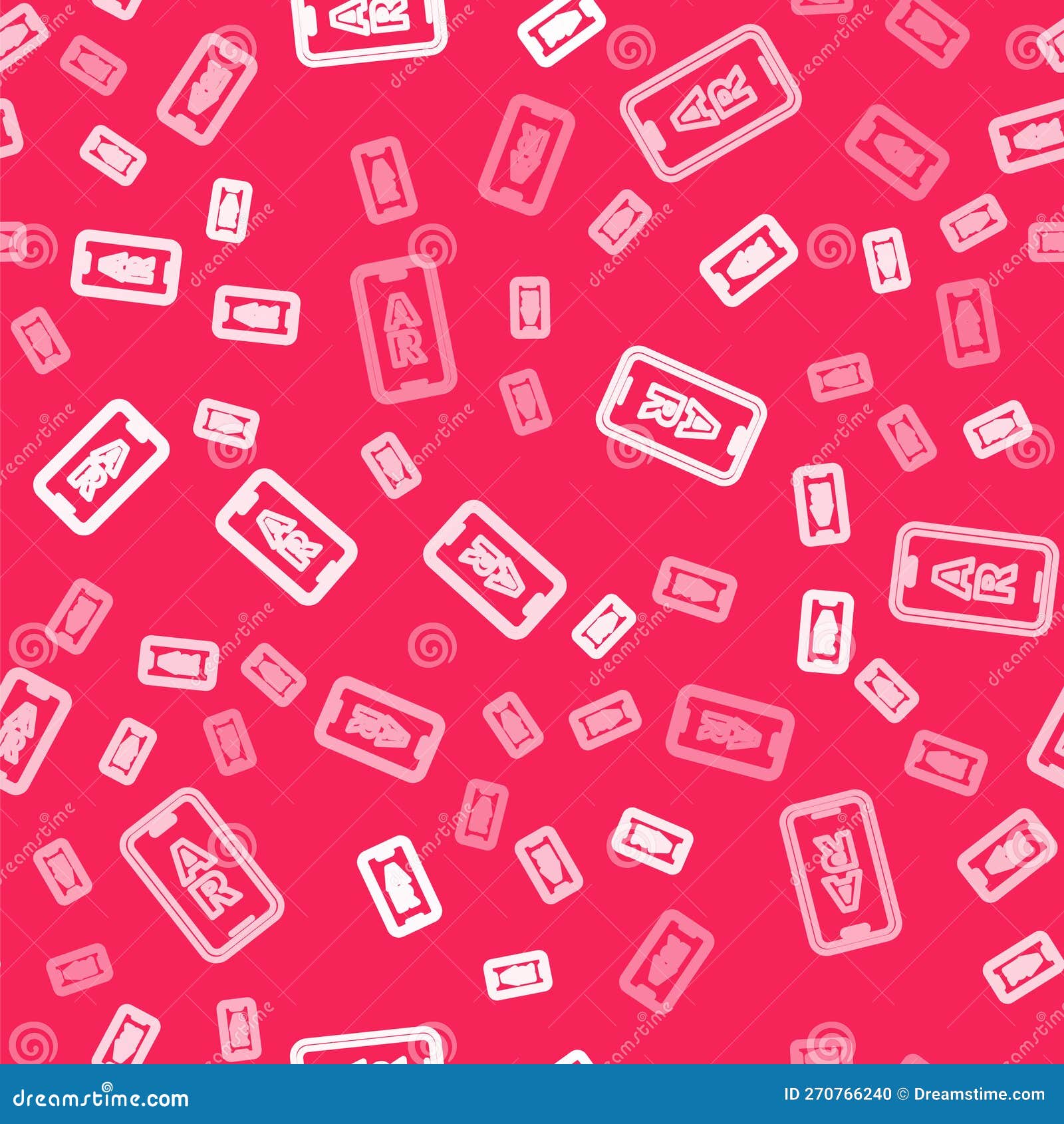 White Line Augmented Reality AR Icon Isolated Seamless Pattern on Red ...