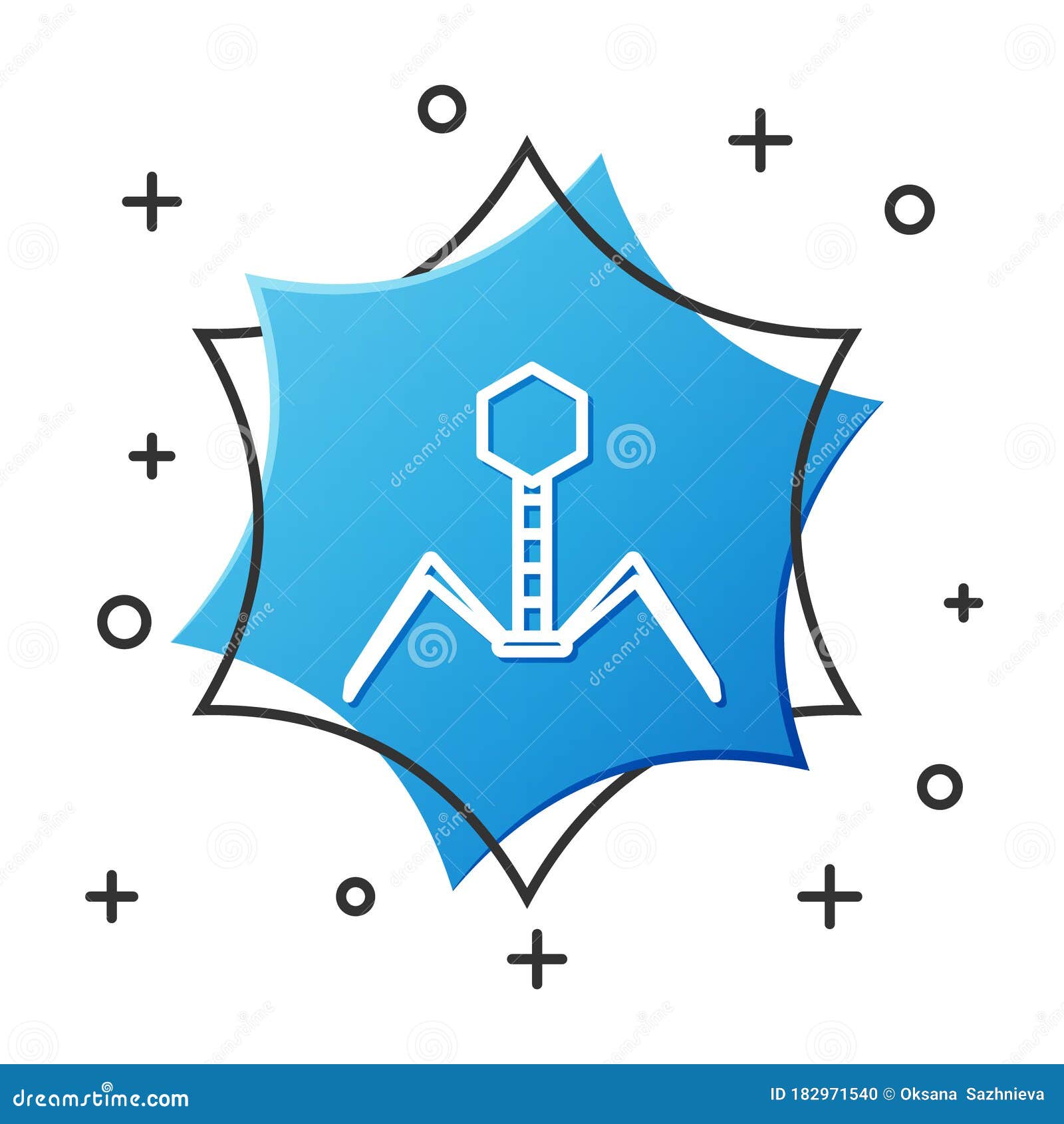 White Line Bacteria Bacteriophage Icon Isolated On White Background