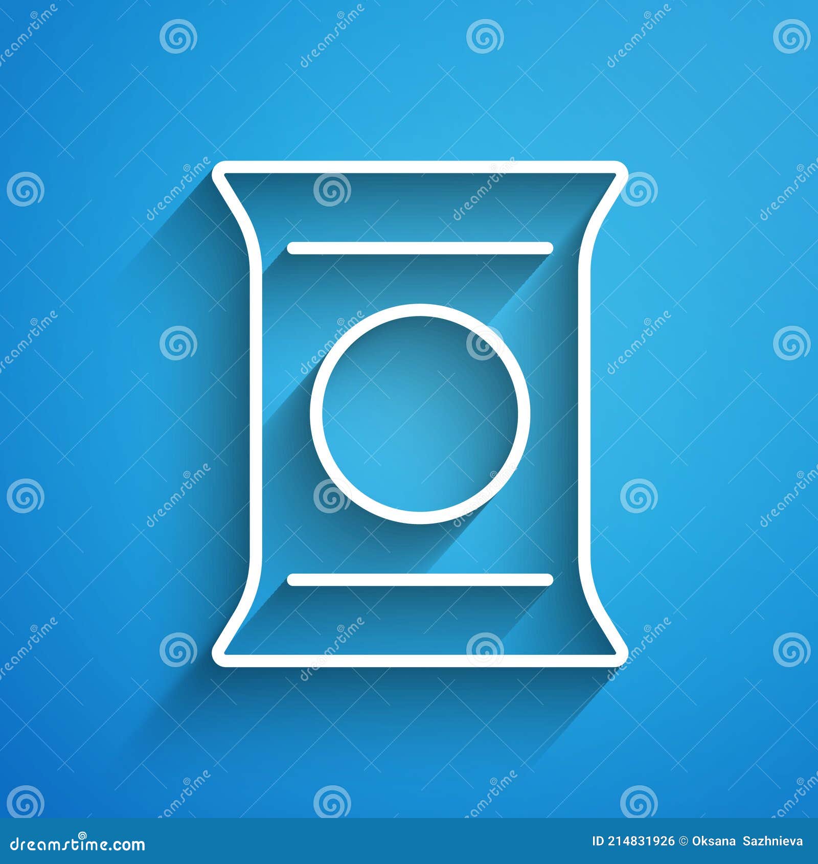 White Line Bag or Packet Potato Chips Icon Isolated on Blue Background ...
