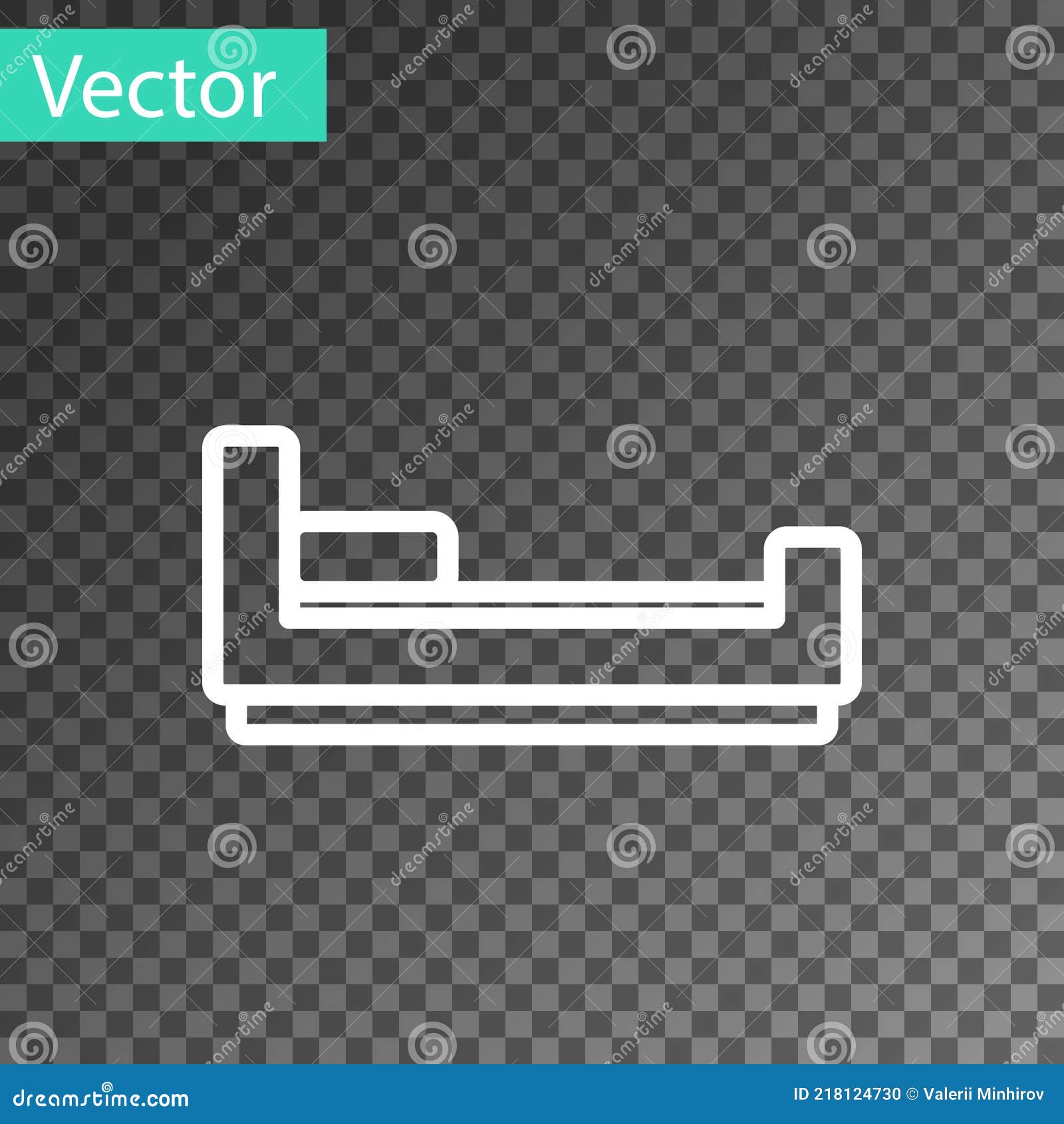 White Line Bed Icon Isolated on Transparent Background. Vector Stock ...
