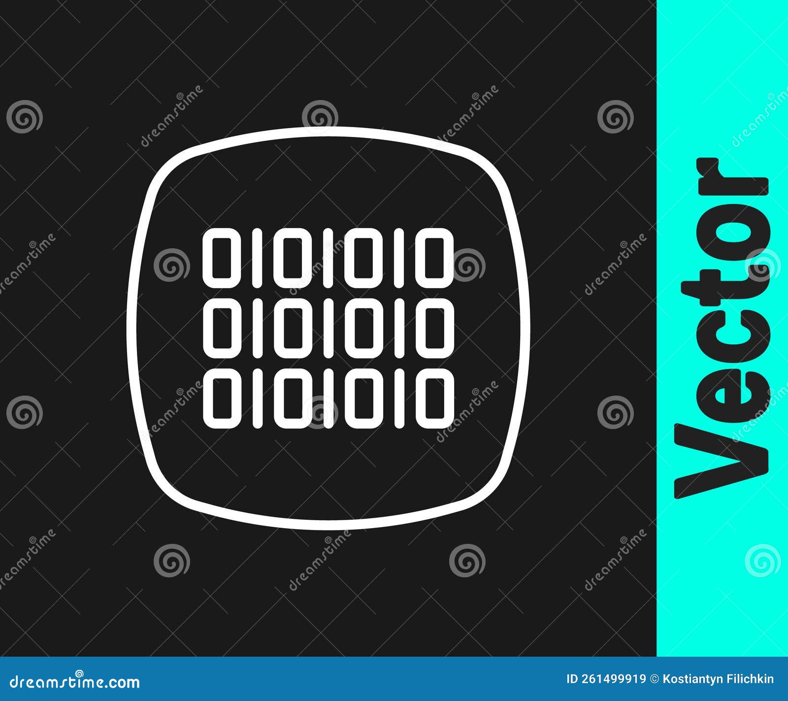 White Line Binary Code Icon Isolated on Black Background. Vector Stock ... White Line Binary Code Icon Isolated on Black Background. Vector Stock ...