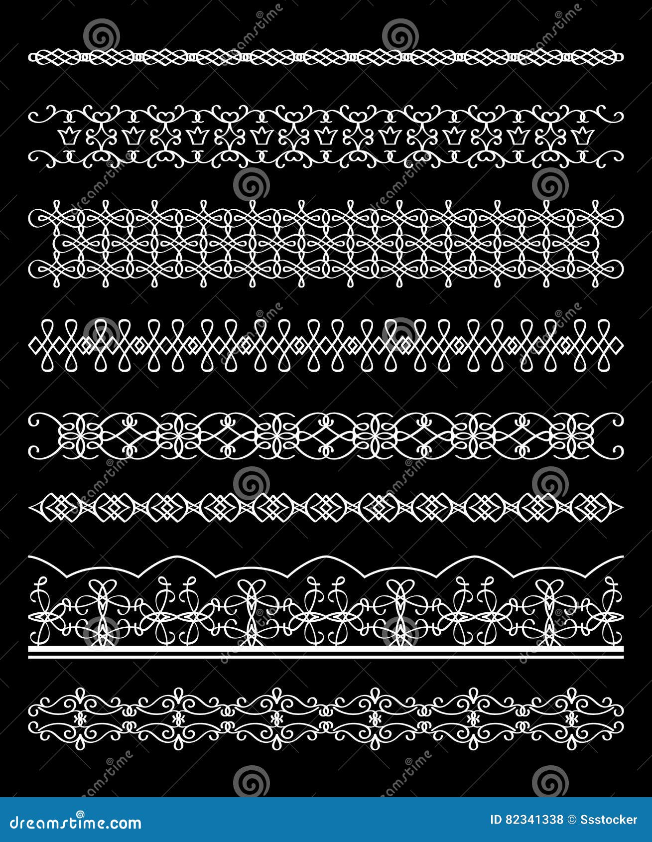 White Line Borders Collection Stock Vector - Illustration of background ...