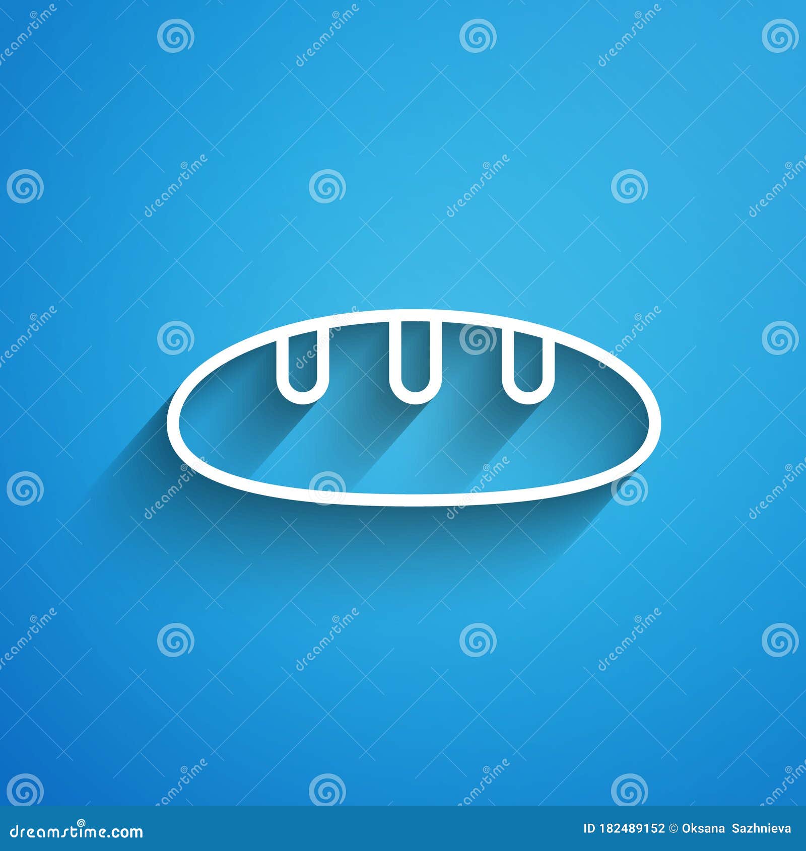 White Line Bread Loaf Icon Isolated on Blue Background. Long Shadow ...