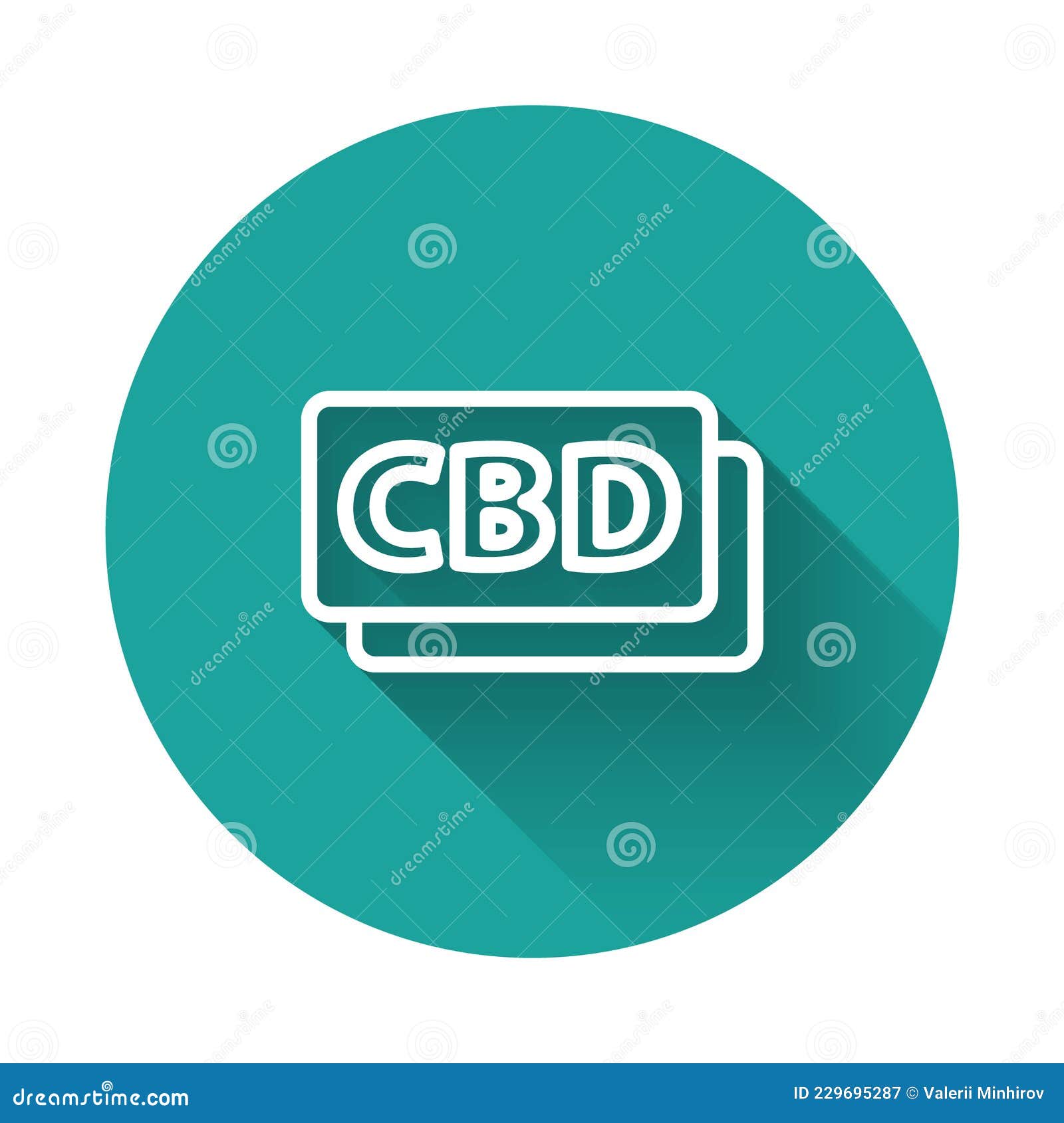 White Line Cannabis Molecule Icon Isolated with Long Shadow ...