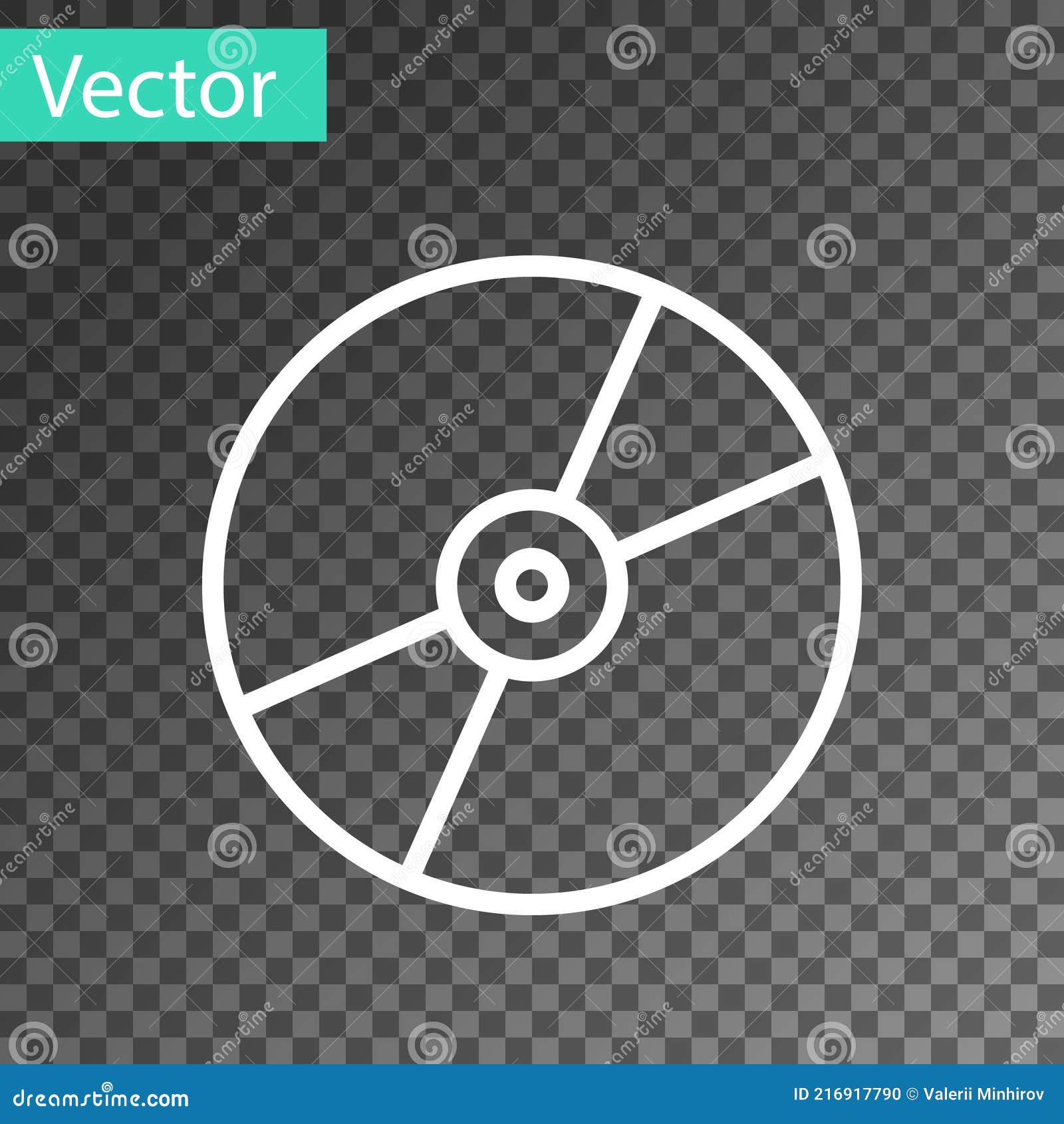 White Line CD or DVD Disk Icon Isolated on Transparent Background ...
