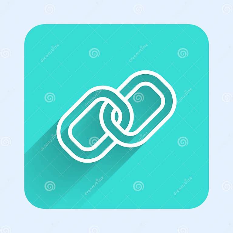White Line Chain Link Icon Isolated with Long Shadow. Link Single ...