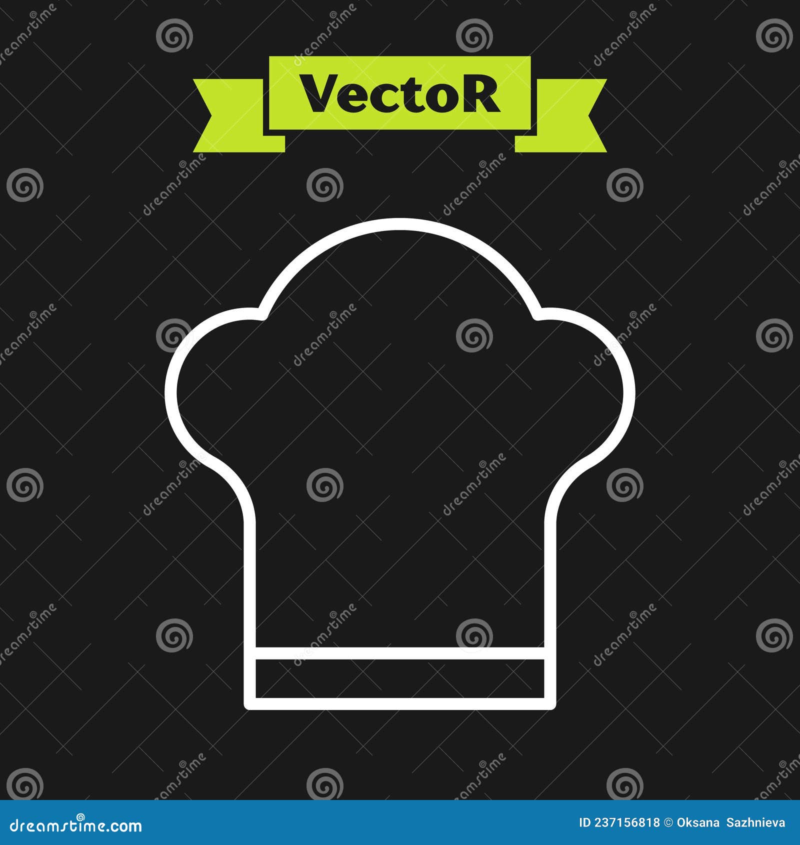 White Line Chef Hat Icon Isolated on Black Background. Cooking Symbol ...