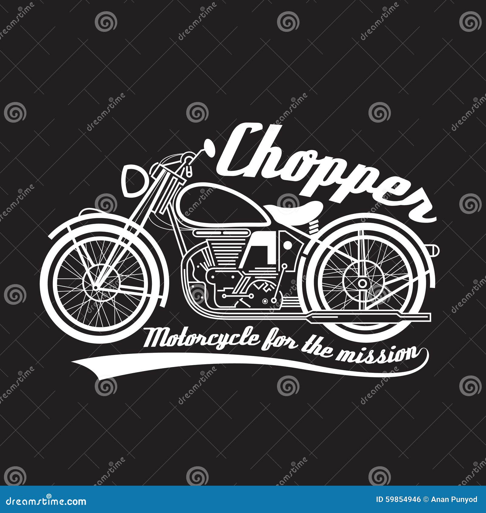 White Line Chopper Motorcycle Vector Symbol Design Stock Vector ...