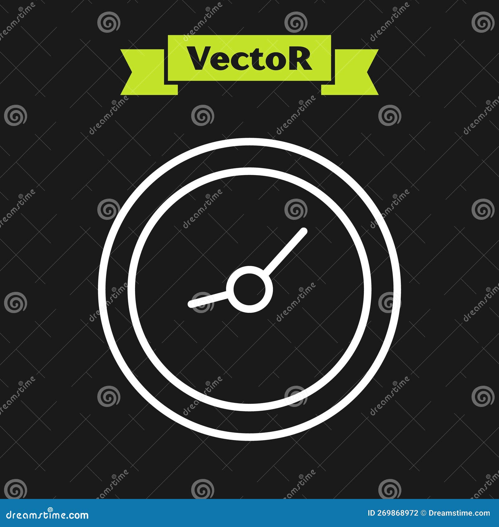 White Line Clock Icon Isolated on Black Background. Time Symbol Stock ...