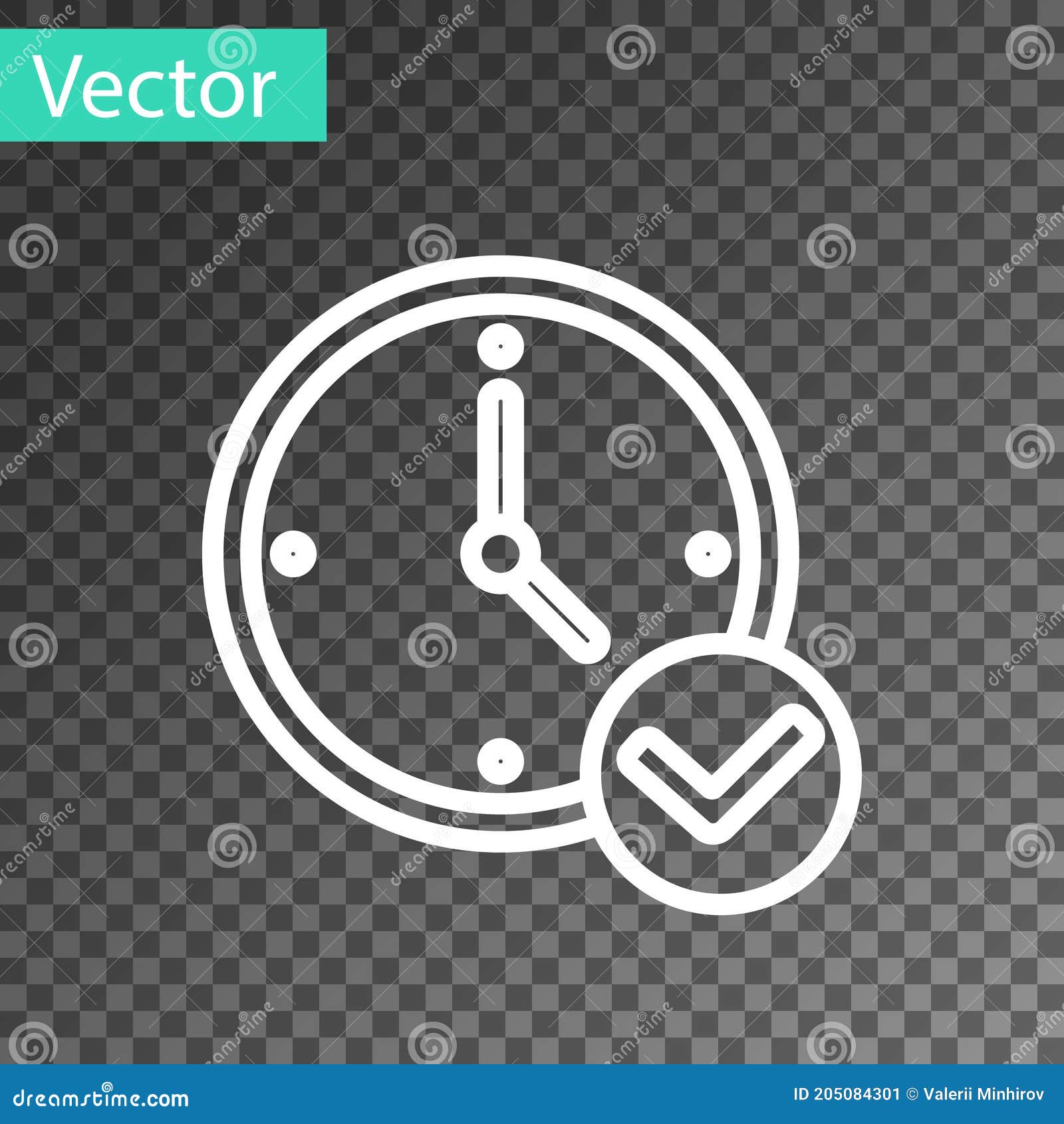 White Line Clock Icon Isolated on Transparent Background. Time Symbol ...