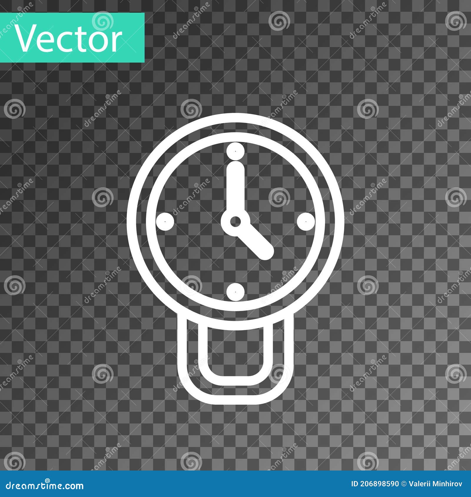 White Line Clock Icon Isolated on Transparent Background. Time Symbol ...