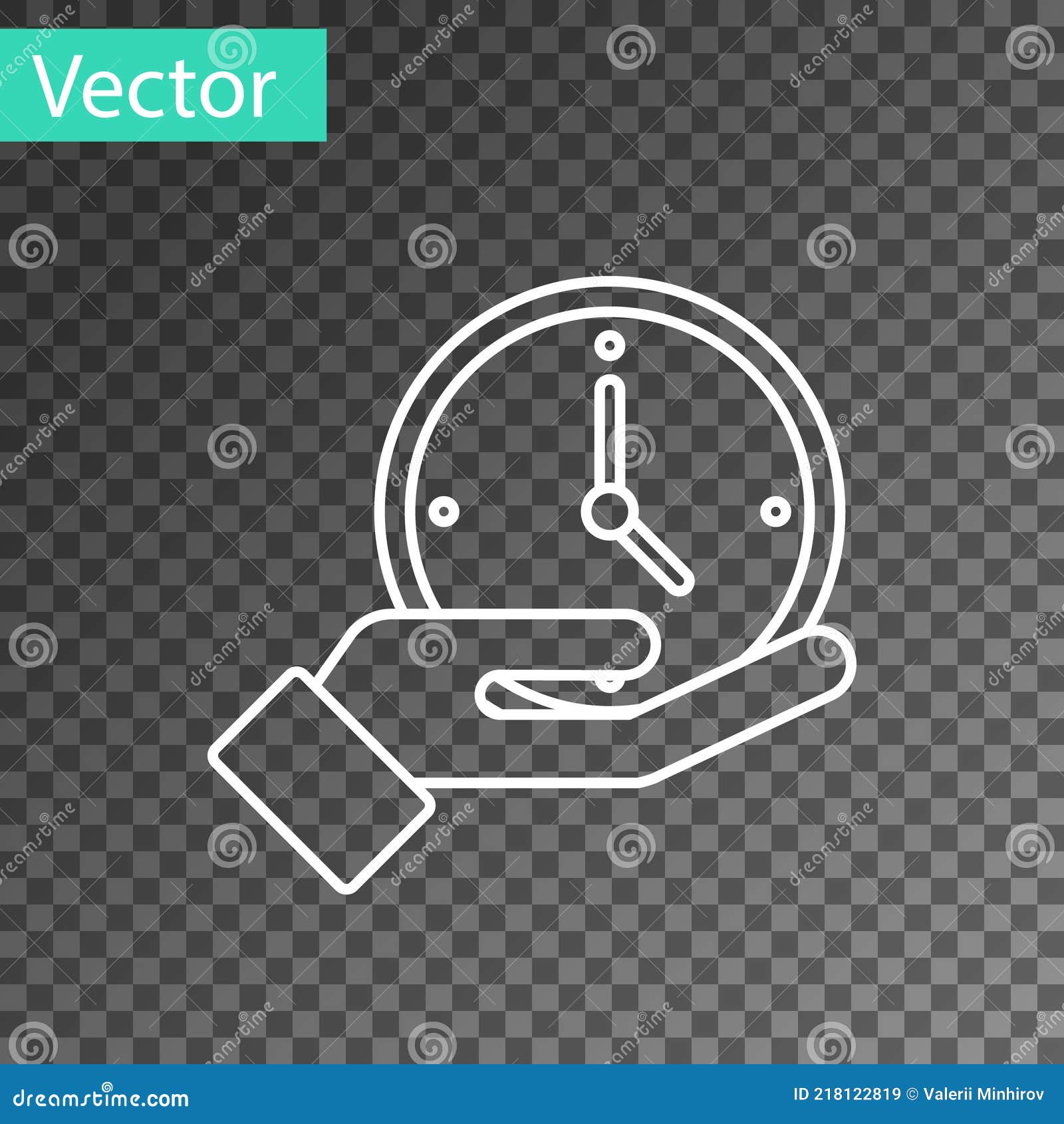 White Line Clock Icon Isolated on Transparent Background. Time Symbol ...