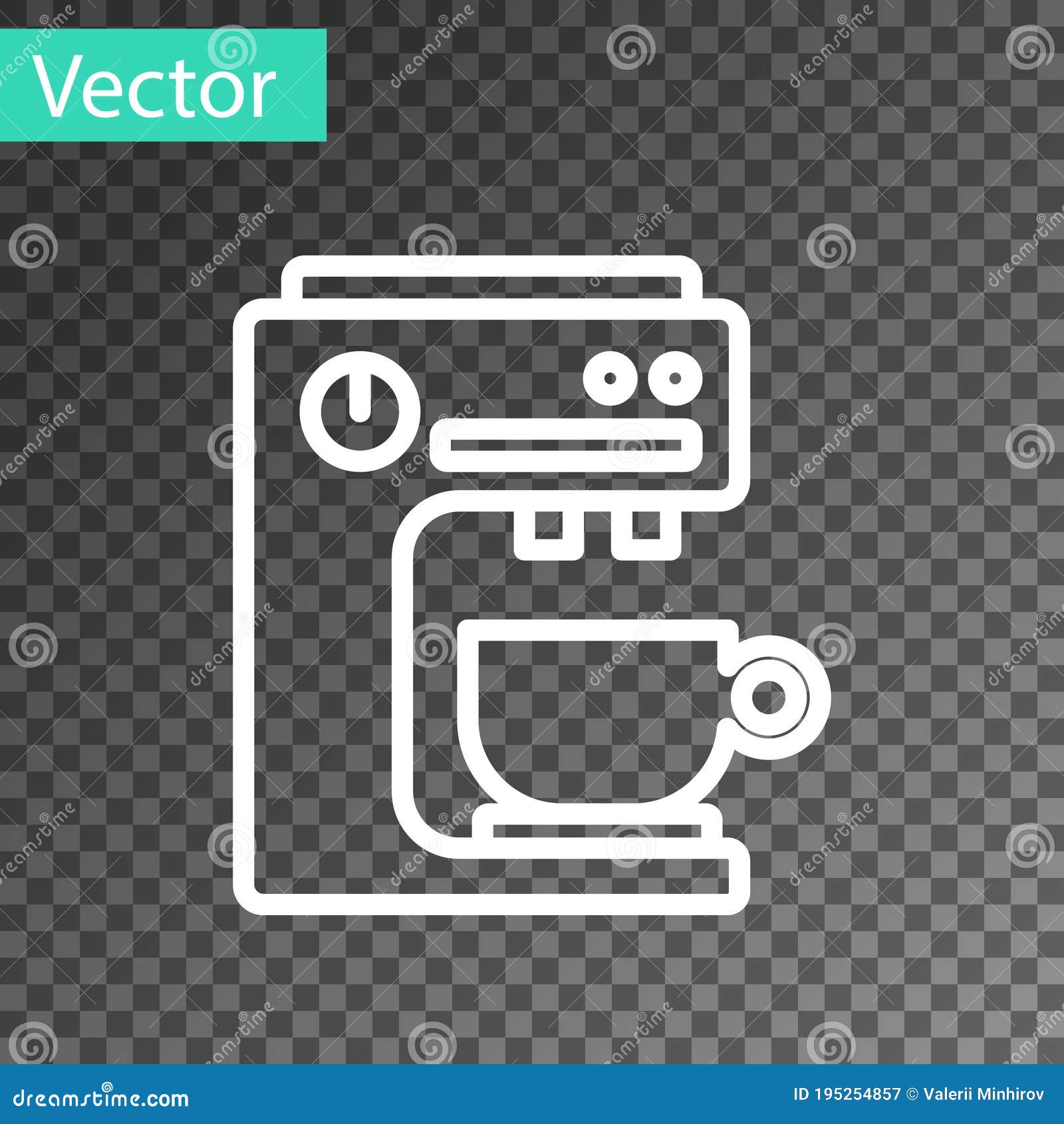 White Line Coffee Machine Icon Isolated on Transparent Background ...