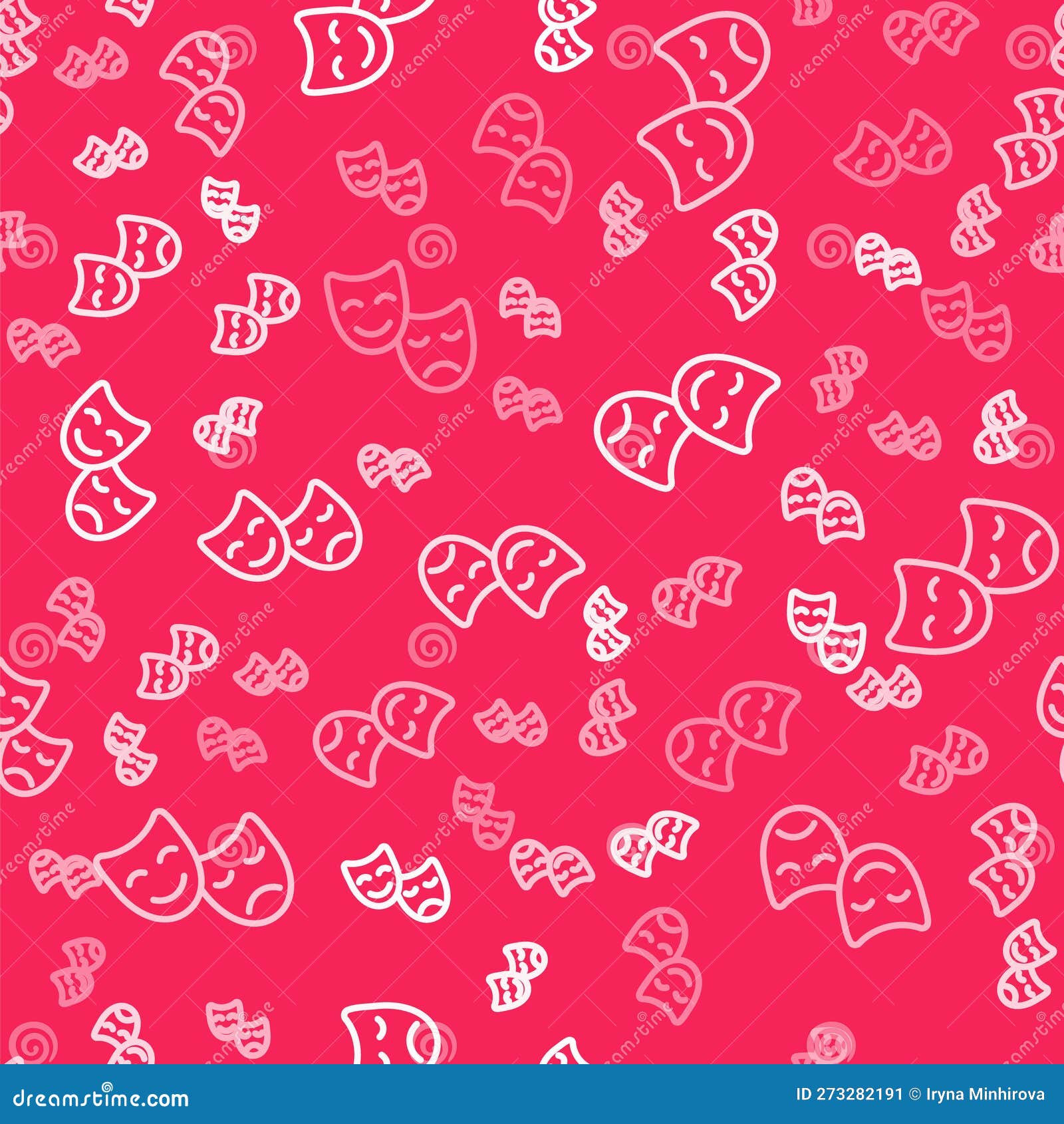 White Line Comedy and Tragedy Theatrical Masks Icon Isolated Seamless ...