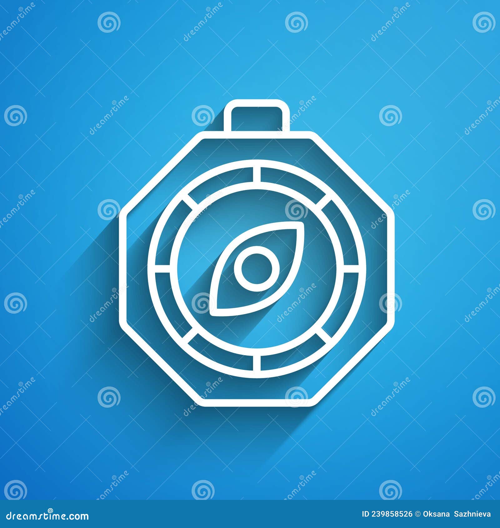 White Line Compass Icon Isolated On Blue Background Windrose