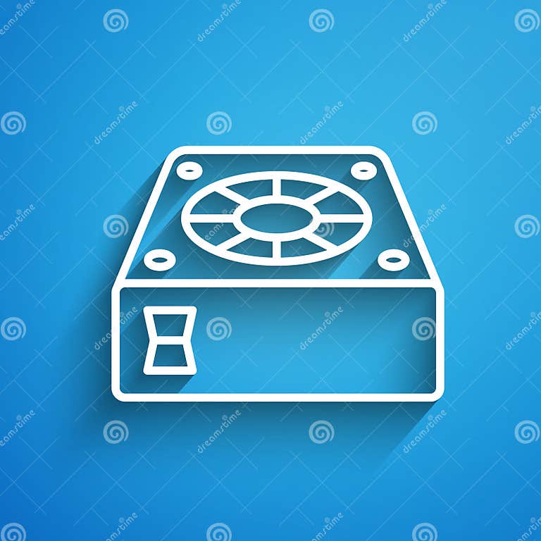 White Line Computer Cooler Icon Isolated on Blue Background. PC ...