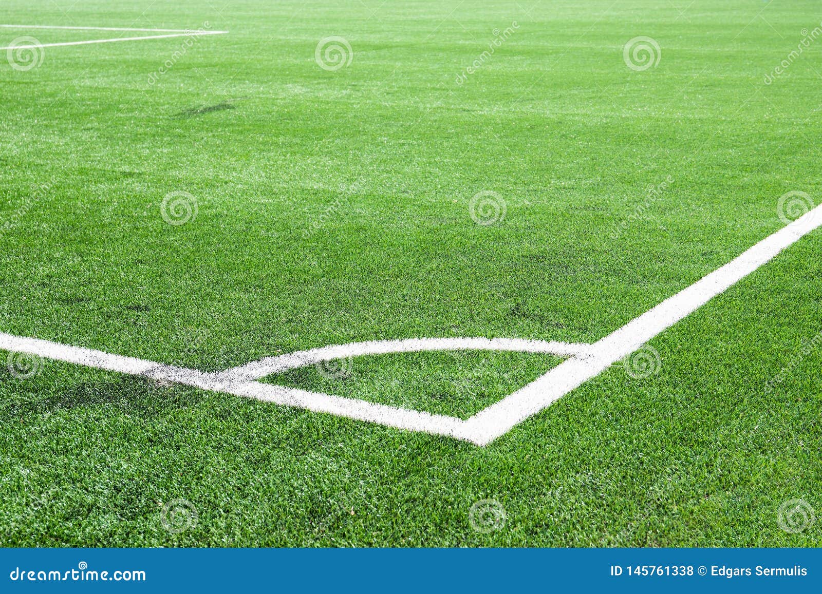 White Line Corner on the Green Soccer Field Stock Photo - Image of ...