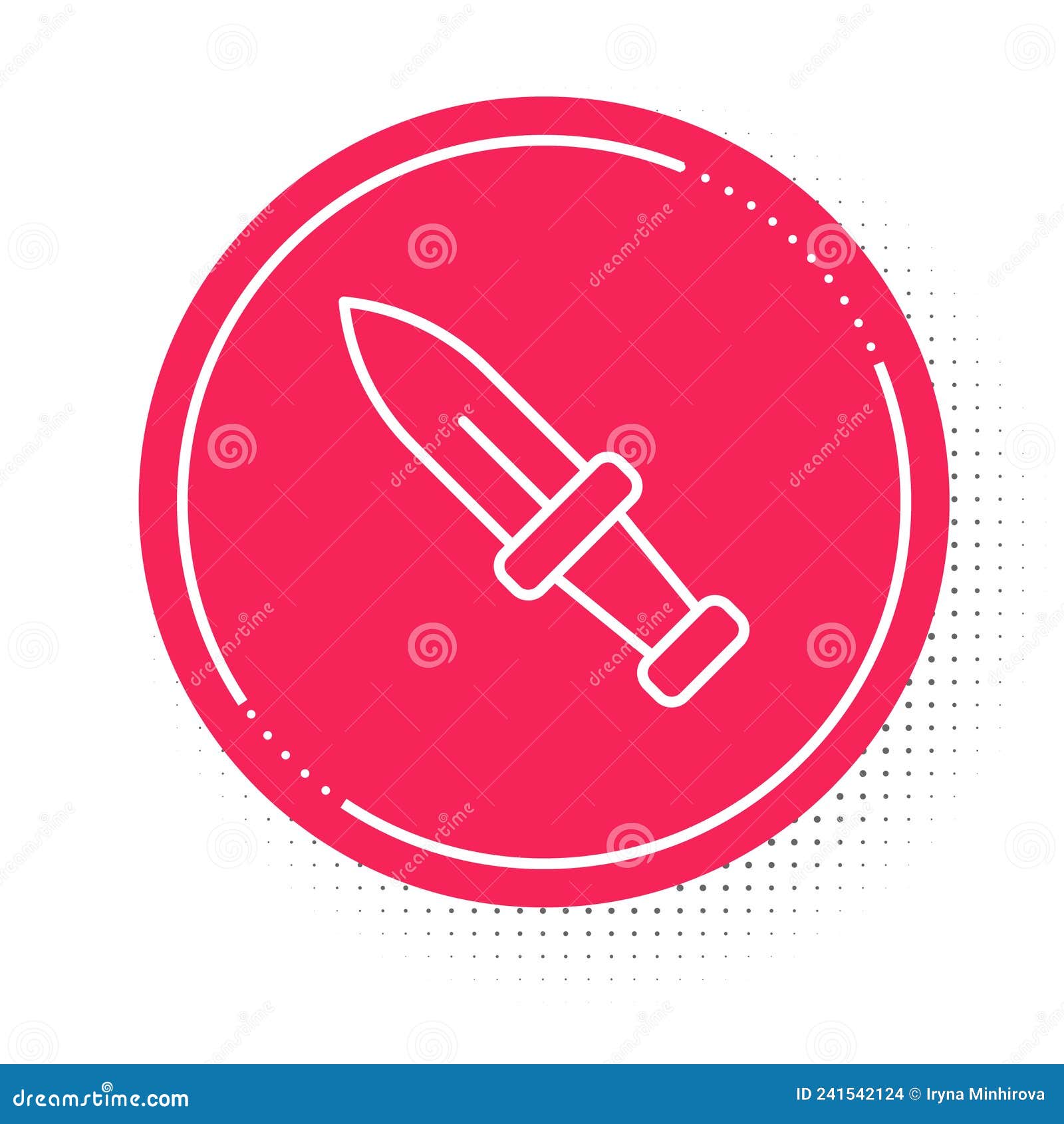 White Line Dagger Icon Isolated on White Background. Knife Icon. Sword ...