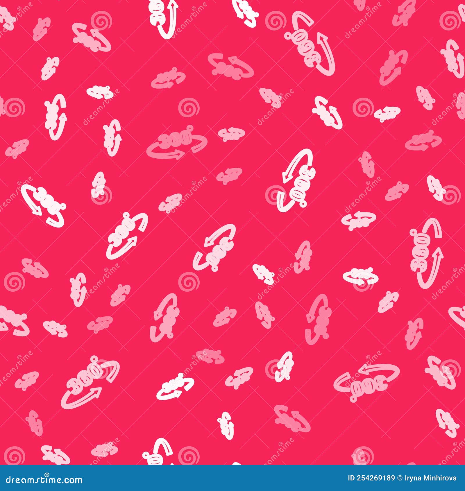 White Line 360 Degree View Icon Isolated Seamless Pattern on Red ...