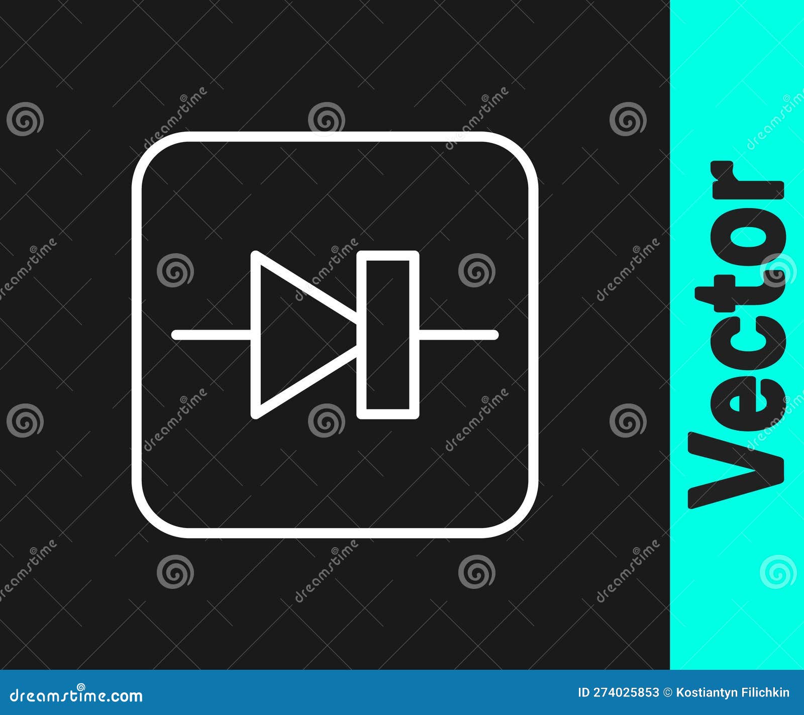 White Diode In Electronic Circuit Icon Isolated With Long Shadow ...