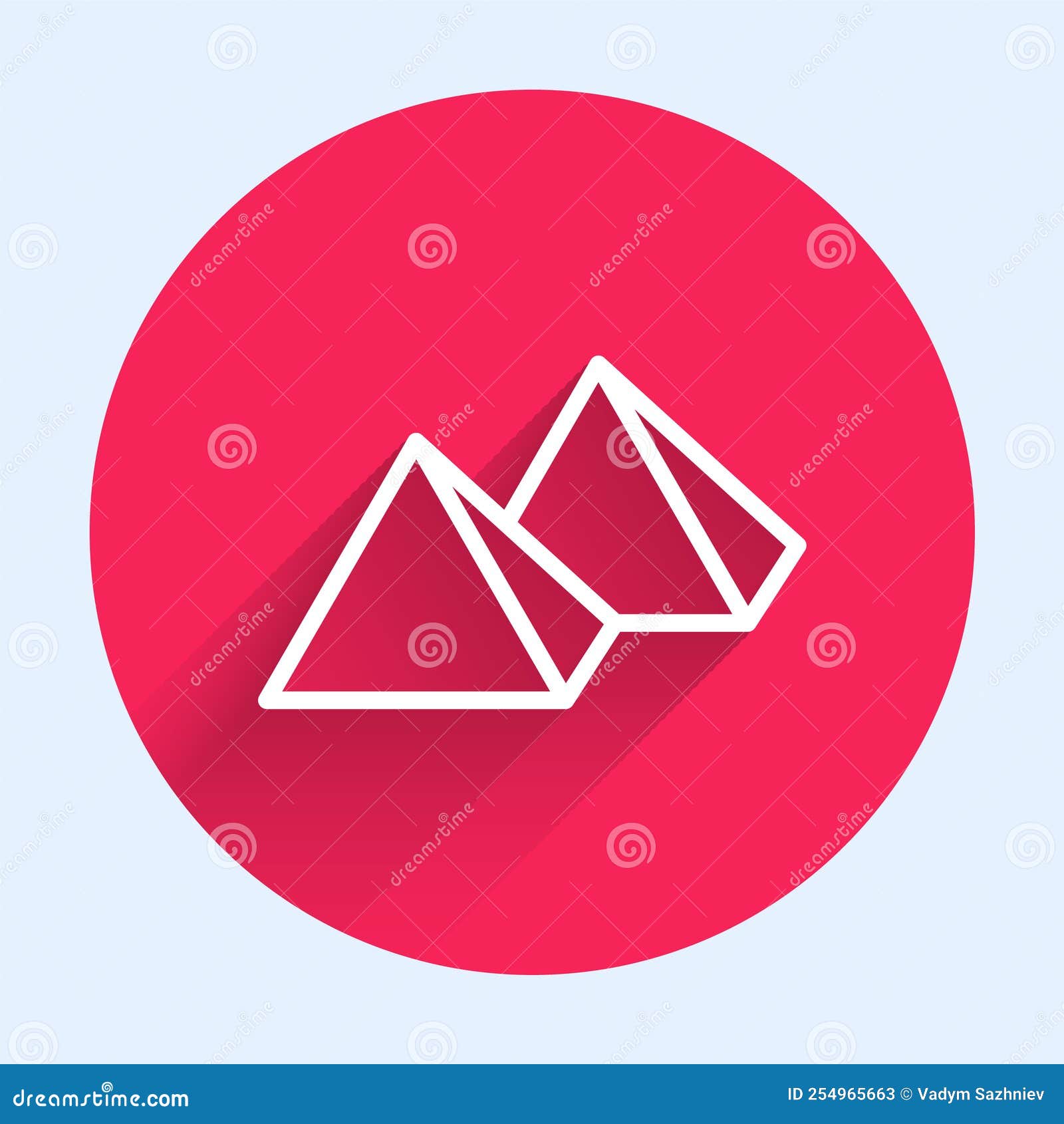 White Line Egypt Pyramids Icon Isolated with Long Shadow. Symbol of ...