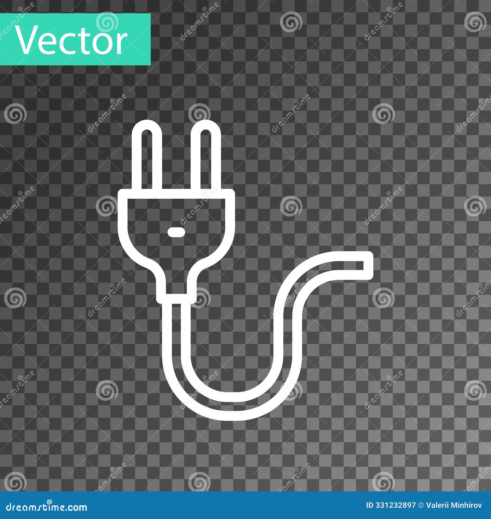 White Line Electric Plug Icon Isolated on Transparent Background ...