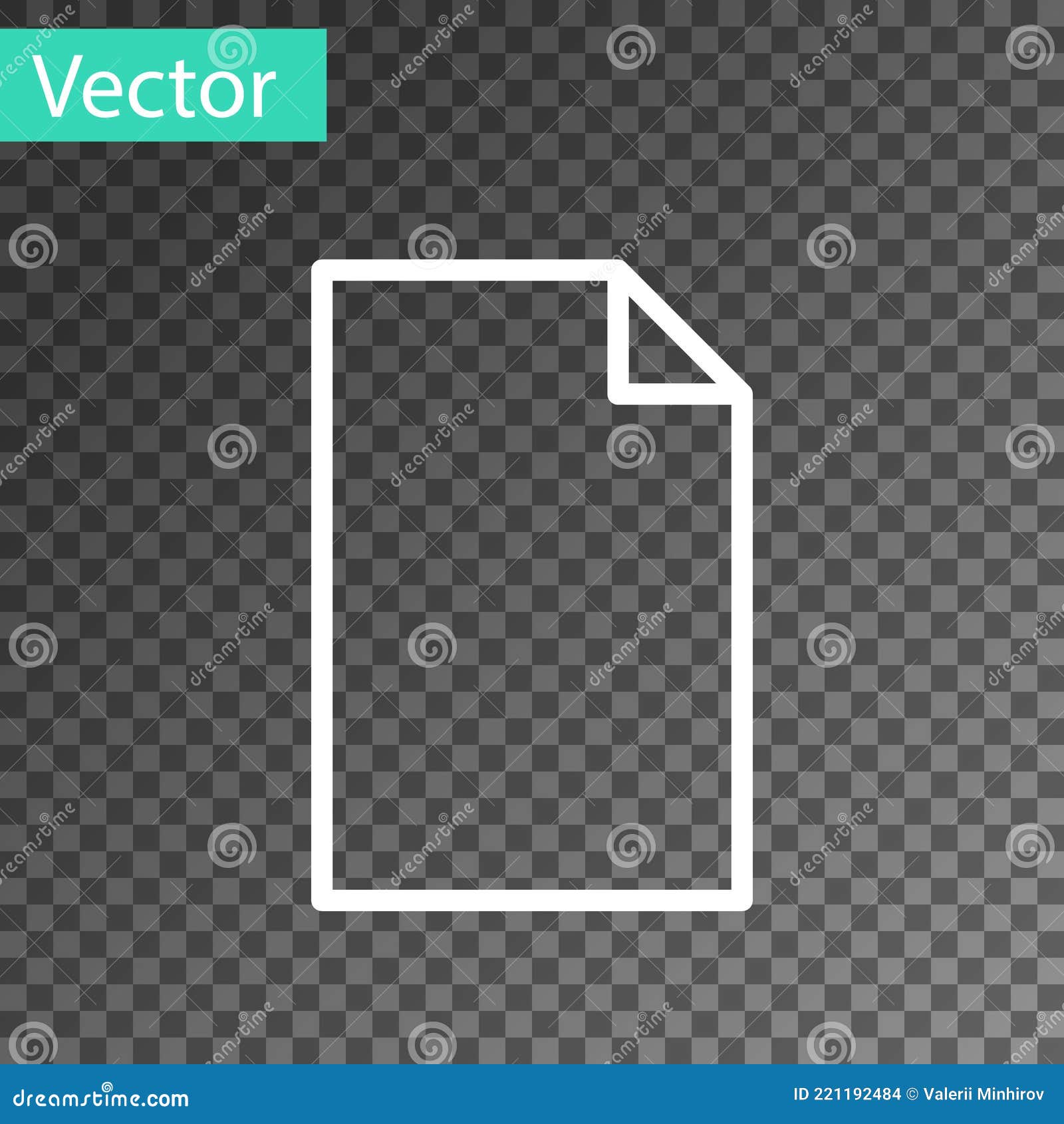 White Line Empty Document Icon Isolated on Transparent Background ...