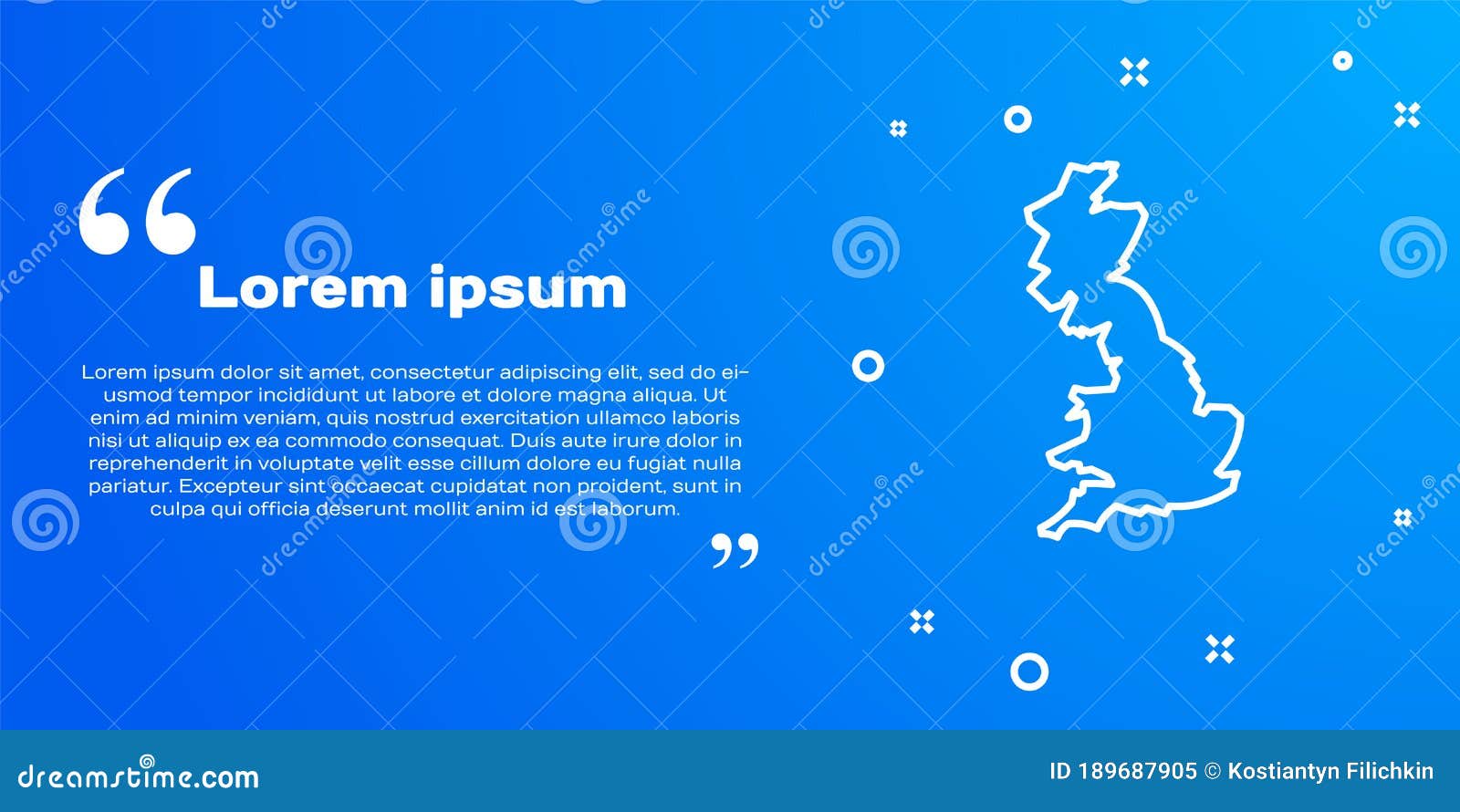 White Line England Map Icon Isolated on Blue Background. Vector Stock ...