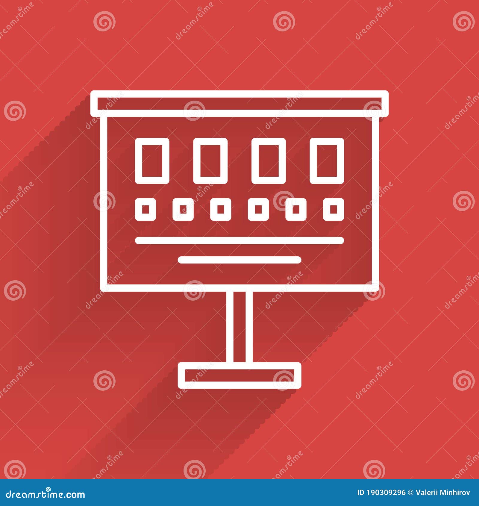 White Line Eye Test Chart Icon Isolated with Long Shadow. Poster for ...