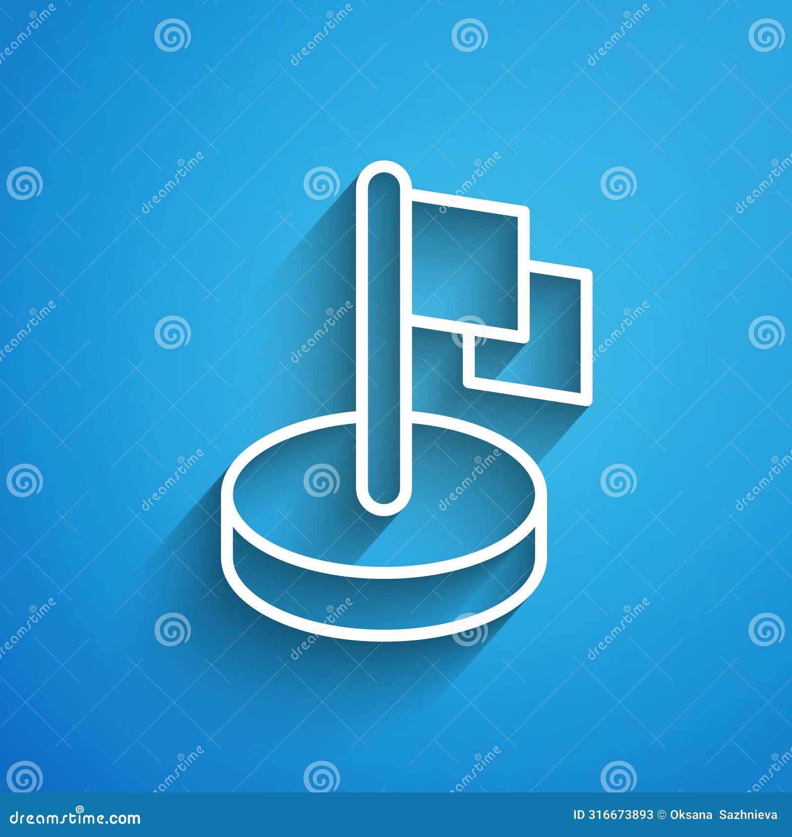 White Line Flag Icon Isolated on Blue Background. Victory, Winning and ...