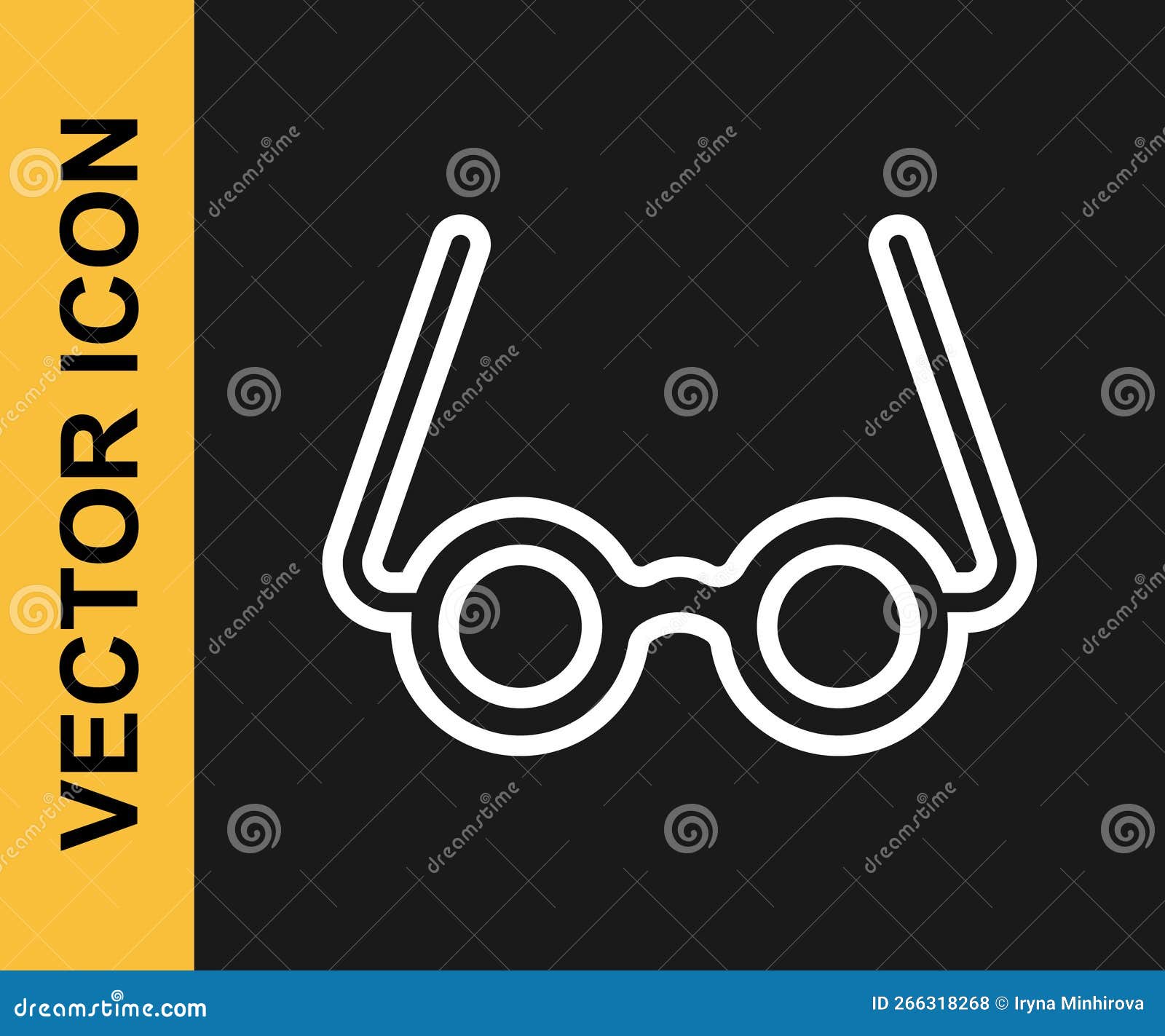 White Line Glasses Icon Isolated on Black Background. Eyeglass Frame ...