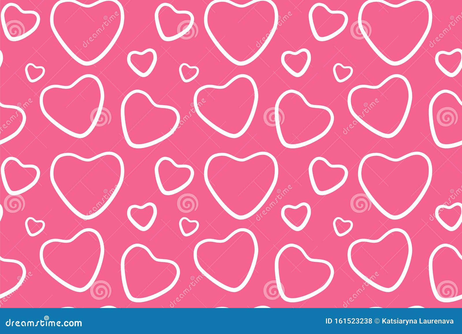 White Line Hearts Seamless Pattern on Pink Background Stock ...