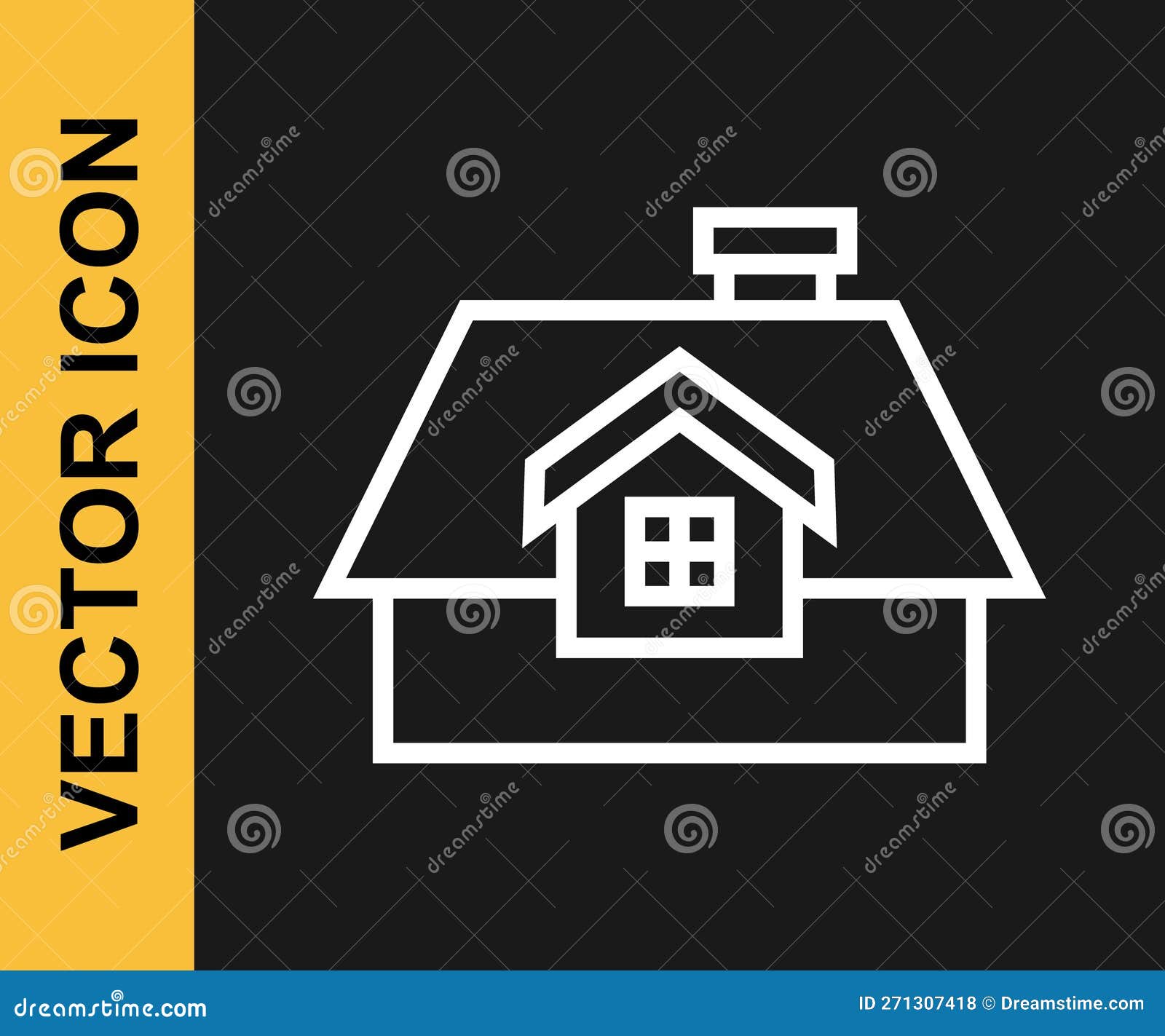 White Line House Icon Isolated on Black Background. Home Symbol Stock ...