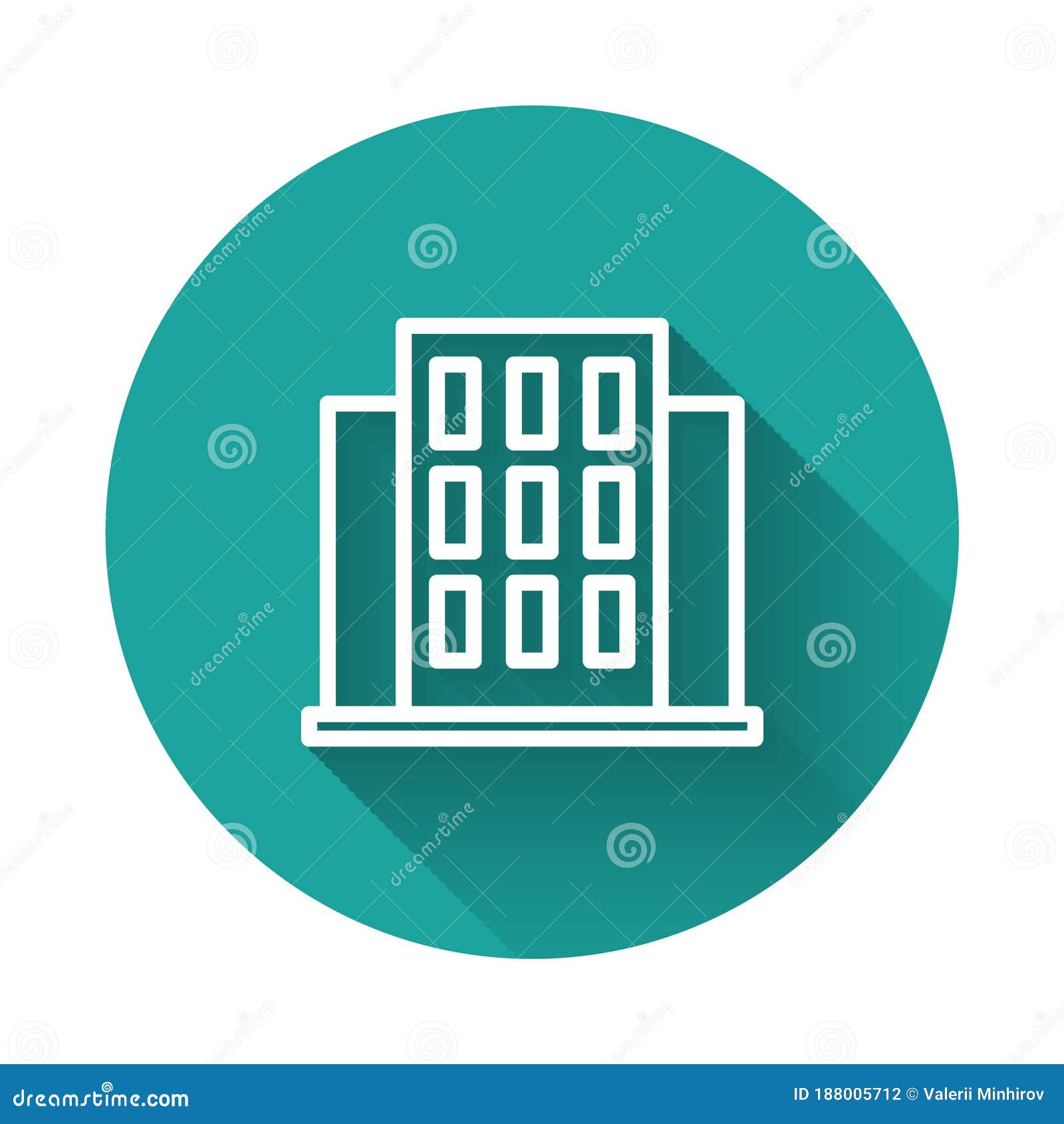 White Line House Icon Isolated with Long Shadow. Home Symbol. Green ...