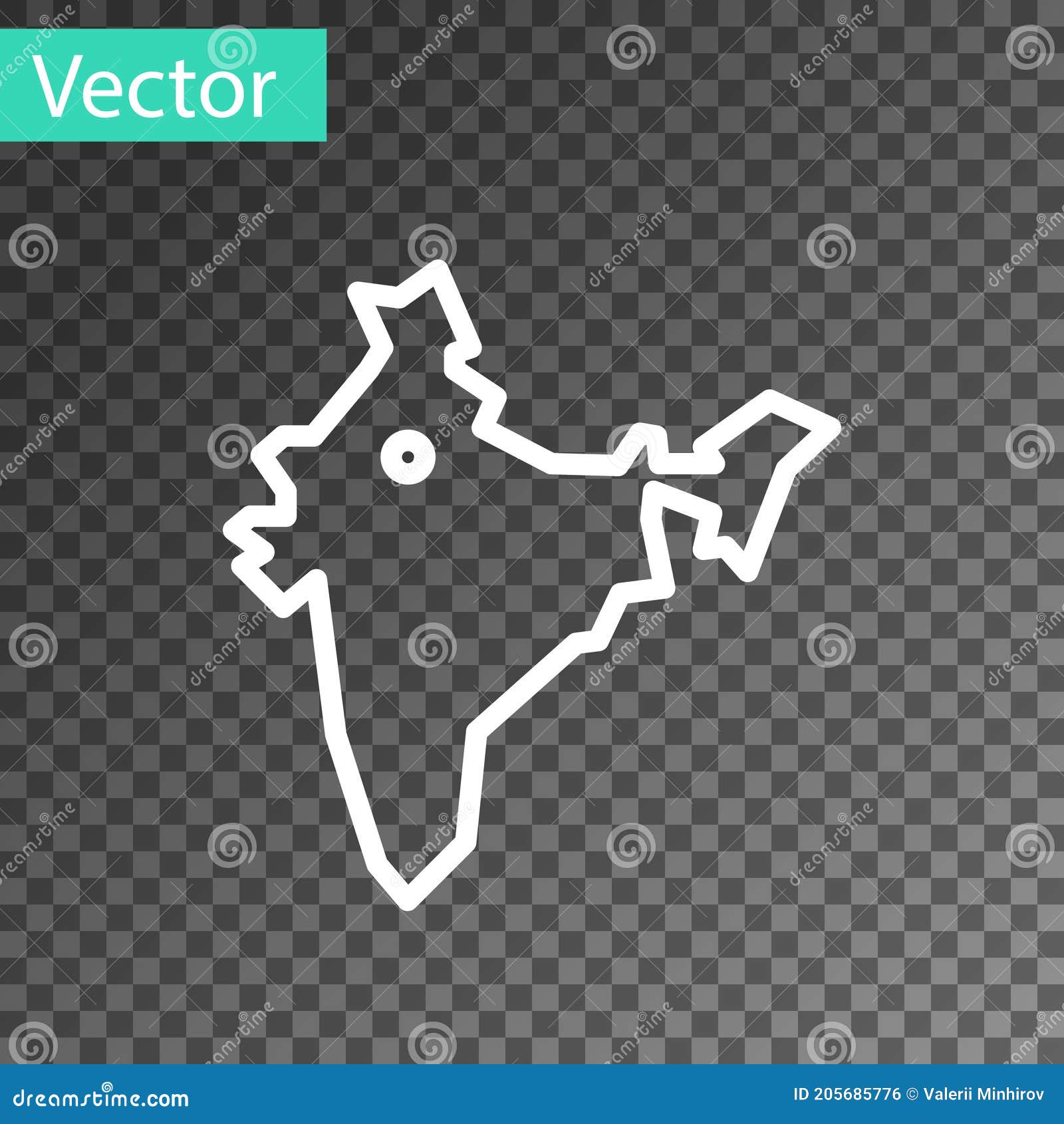 White Line India Map Icon Isolated on Transparent Background. Vector ...