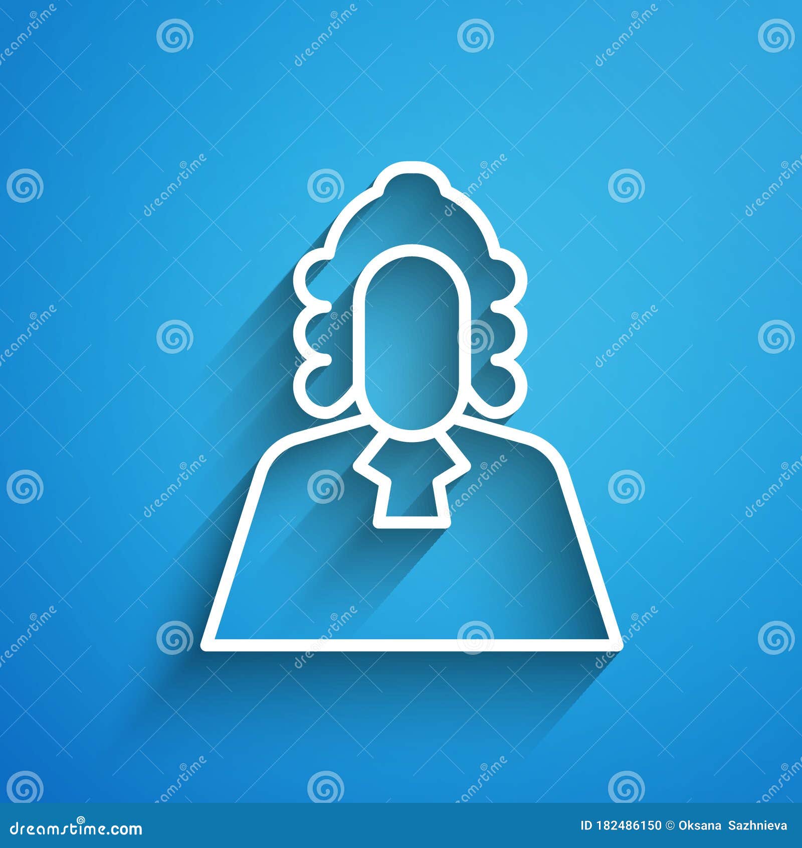 White Line Judge Icon Isolated on Blue Background. Long Shadow Stock ...