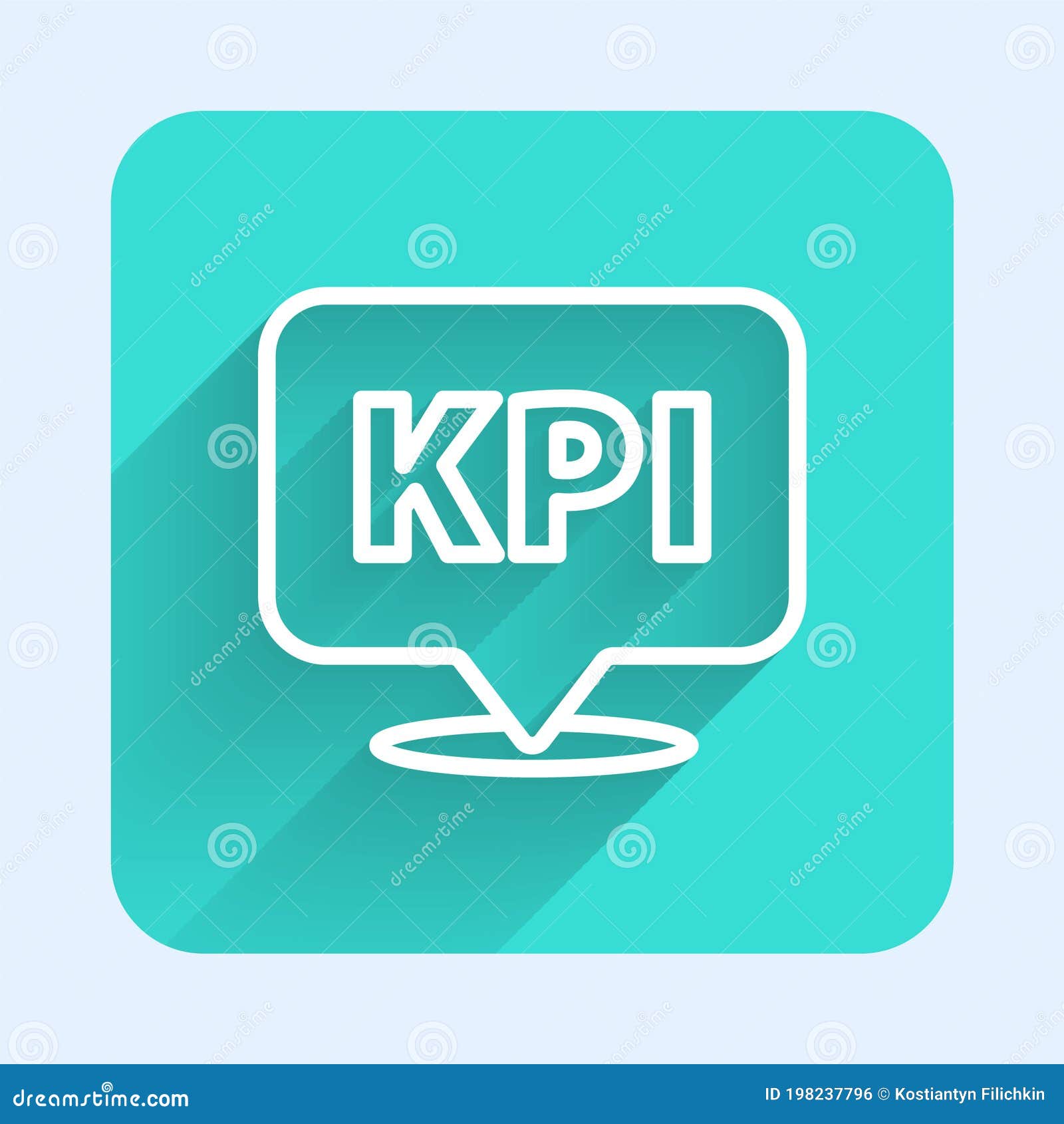 White Line KPI - Key Performance Indicator Icon Isolated with Long ...