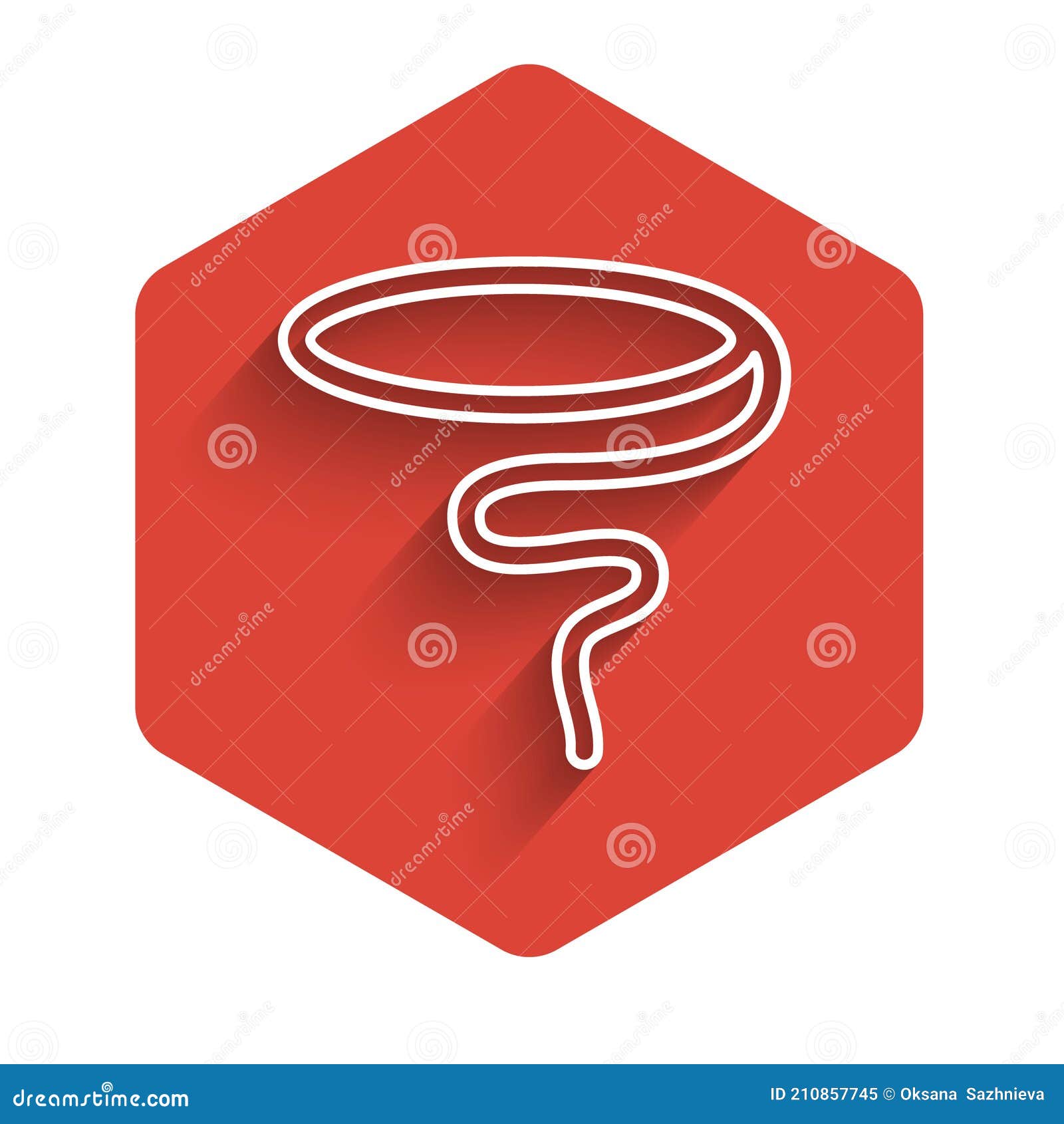 White Line Lasso Icon Isolated with Long Shadow. Red Hexagon Button ...