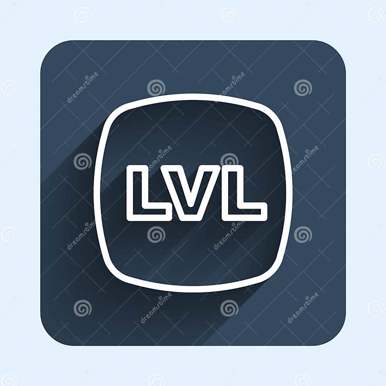 White Line Level Game Icon Isolated with Long Shadow Background. Blue ...