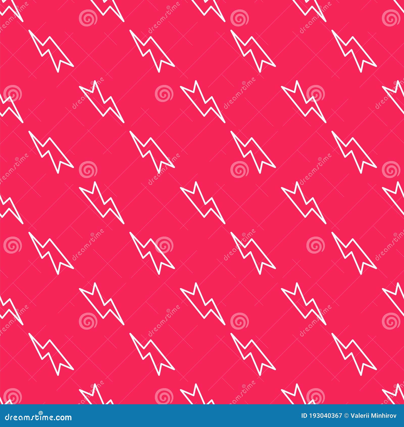 White Line Lightning Bolt Icon Isolated Seamless Pattern on Red ...
