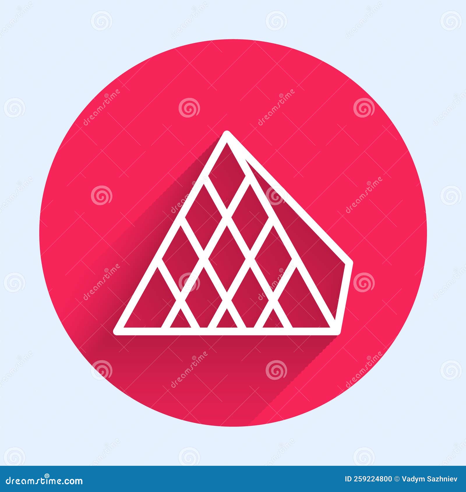 Pop Art Line Louvre Glass Pyramid Icon Isolated On Color Background ...