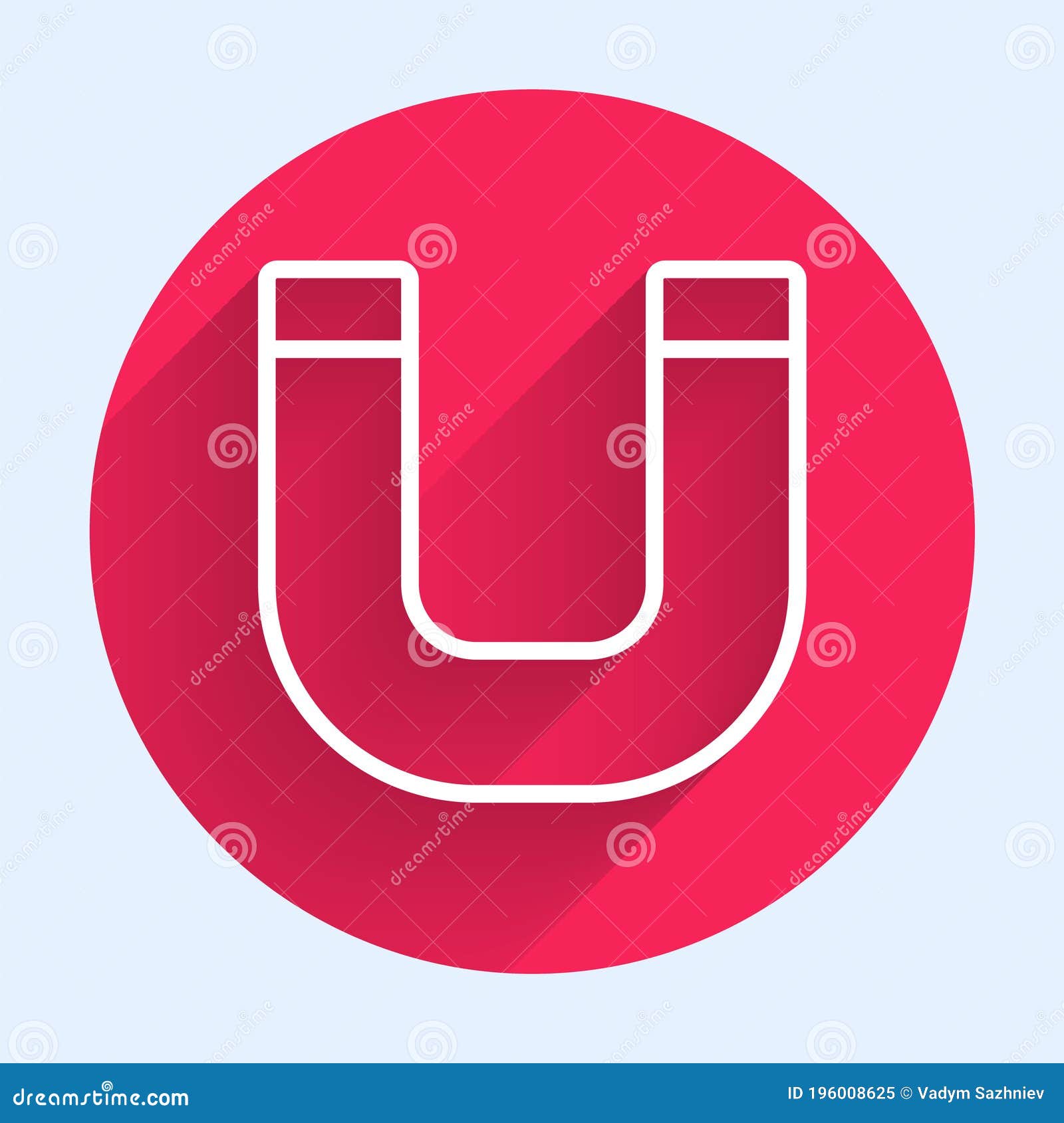 White Line Magnet Icon Isolated with Long Shadow. Horseshoe Magnet ...