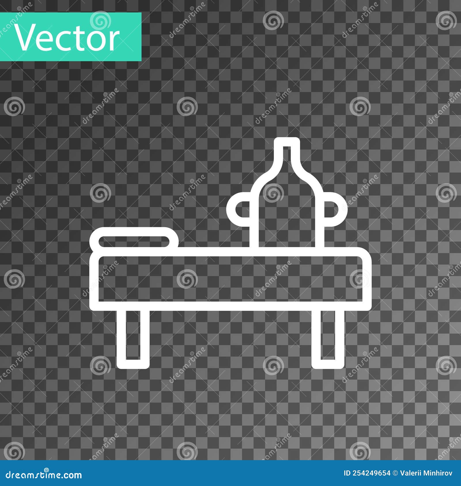 White Line Massage Table with Oil Icon Isolated on Transparent ...