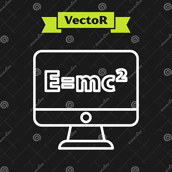 White Line Math System of Equation Solution on Computer Monitor Icon ...