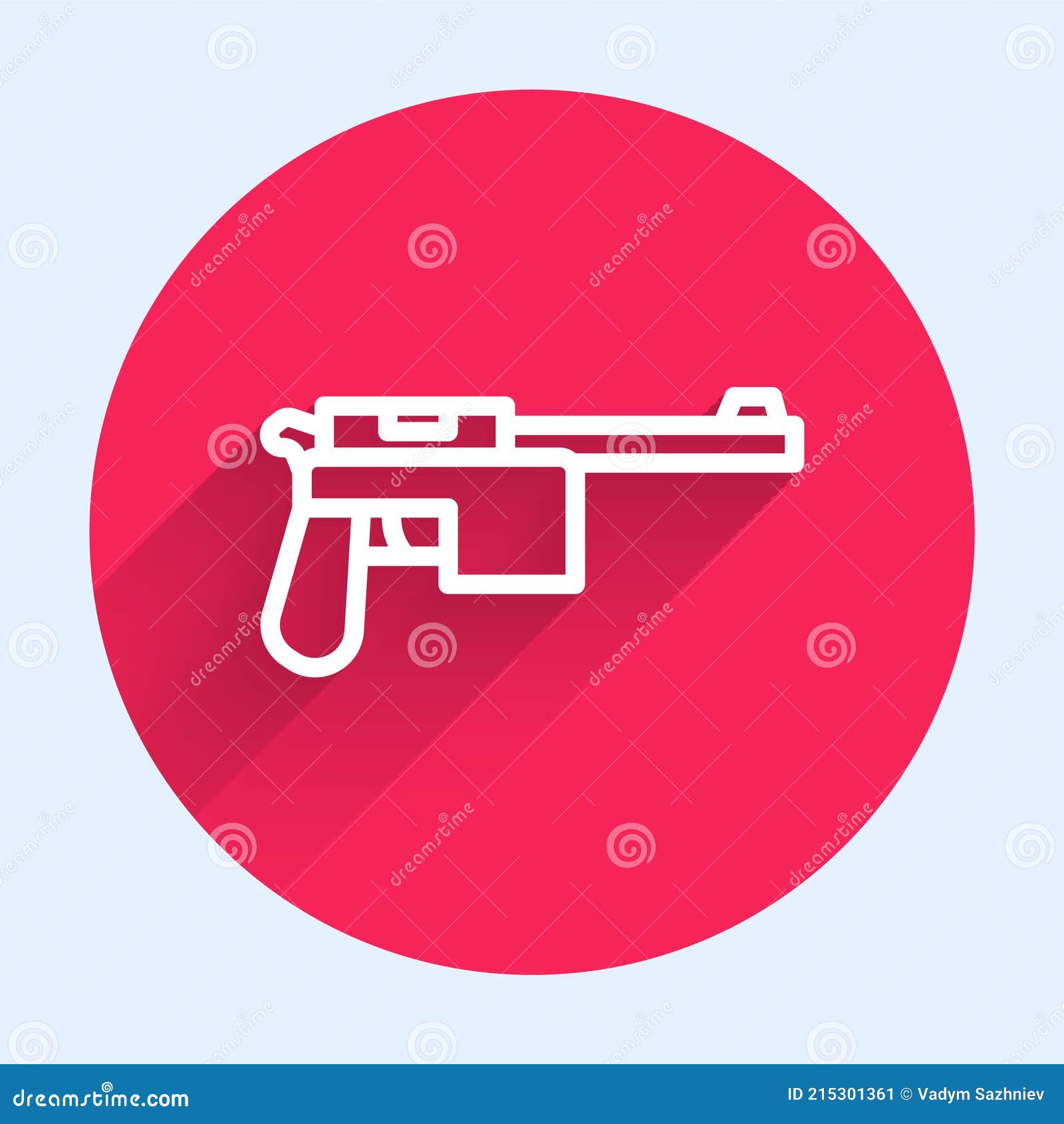 White Line Mauser Gun Icon Isolated with Long Shadow. Mauser C96 is a ...