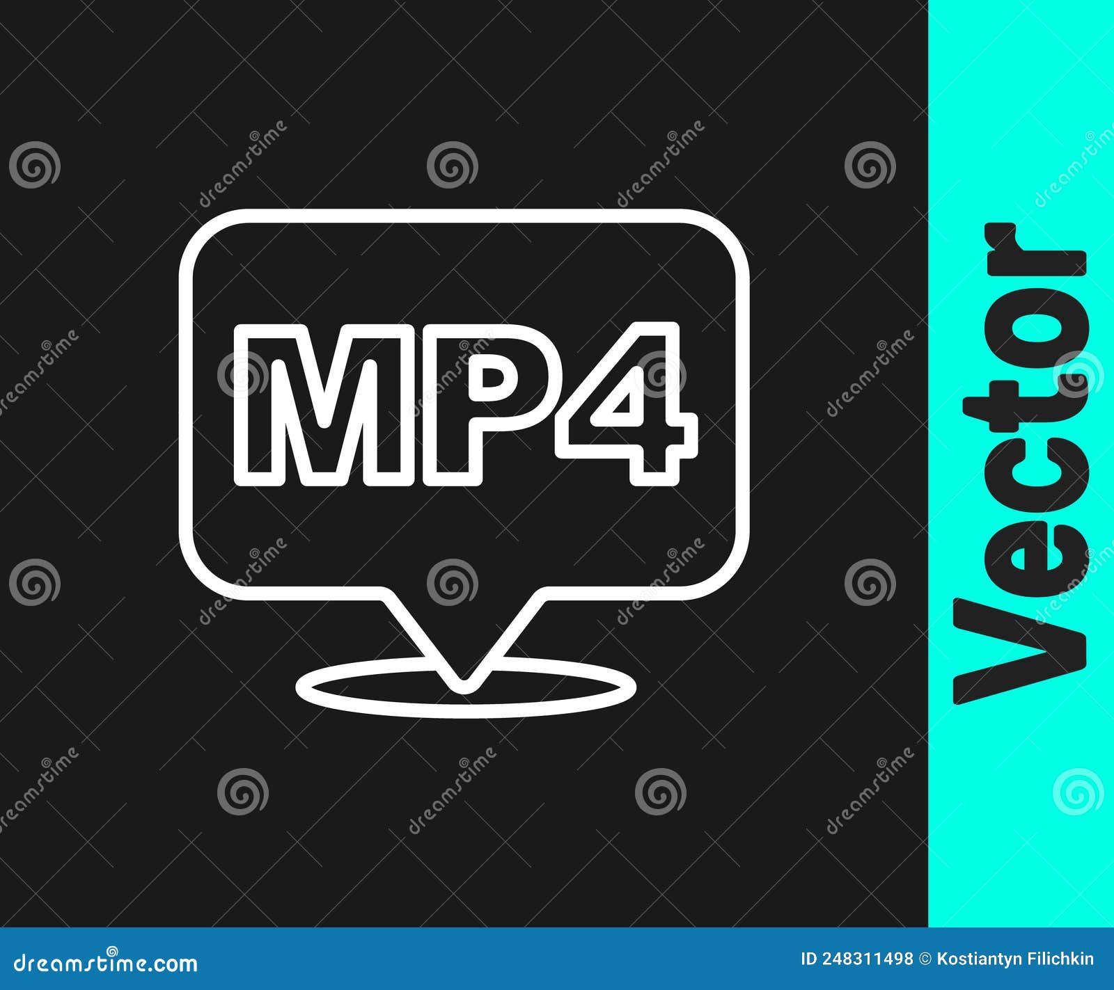 White Line MP4 File Document. Download Mp4 Button Icon Isolated on ...