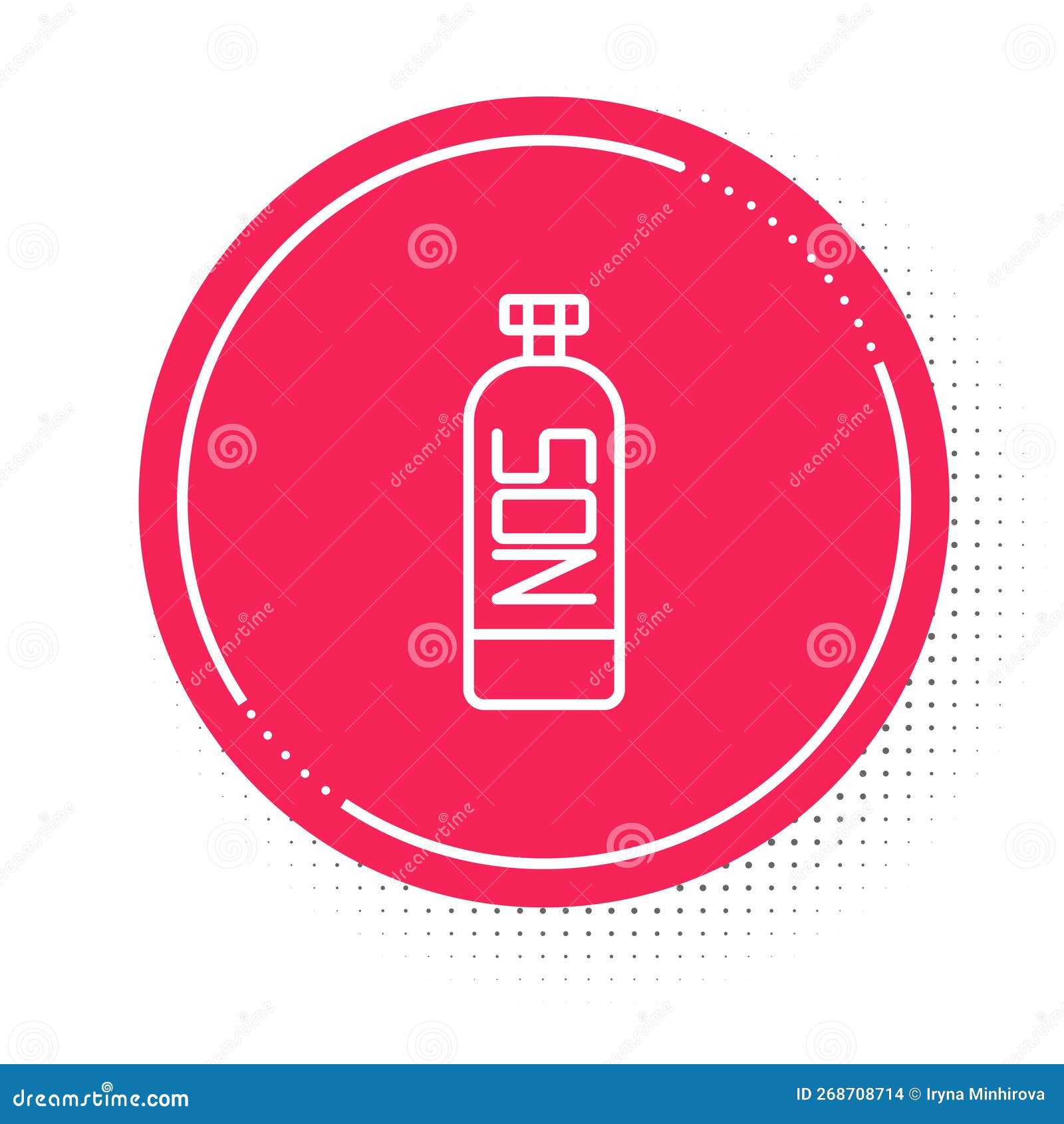 White Line Nitrous Oxide Icon Isolated on White Background. Red Circle ...