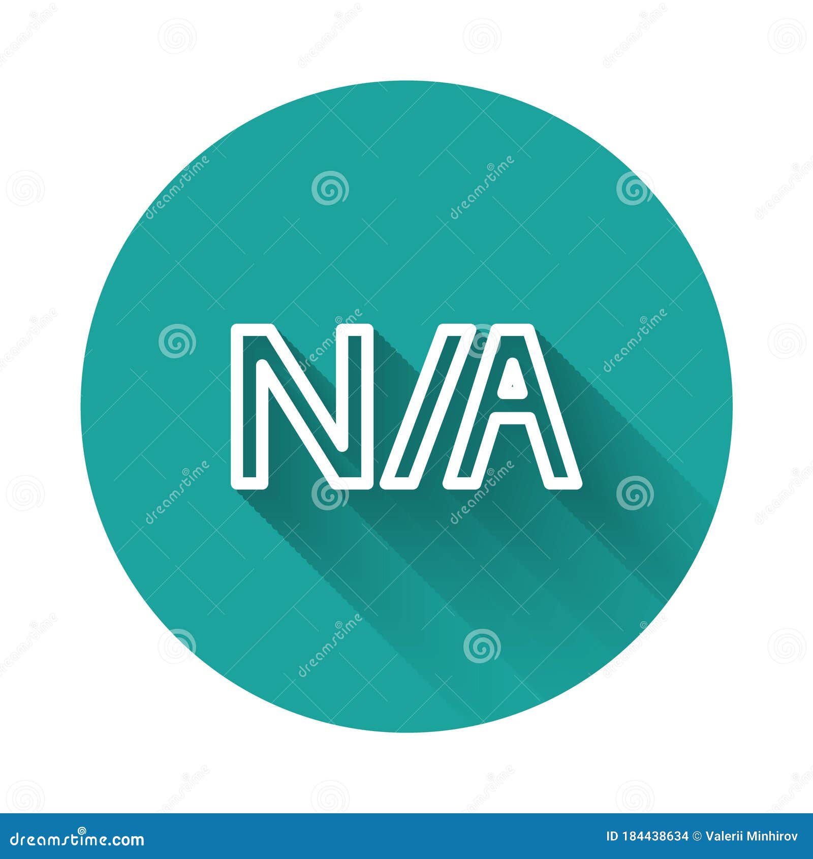 White Line Not Applicable Icon Isolated with Long Shadow. Green Circle ...