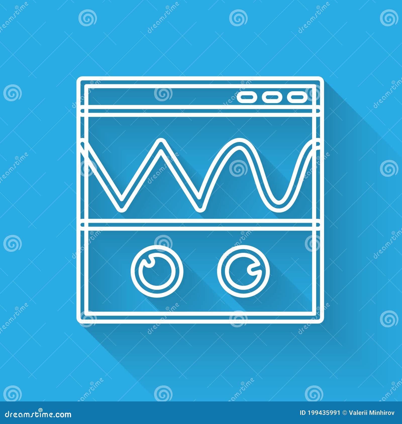 White Line Oscilloscope Measurement Signal Wave Icon Isolated with Long ...